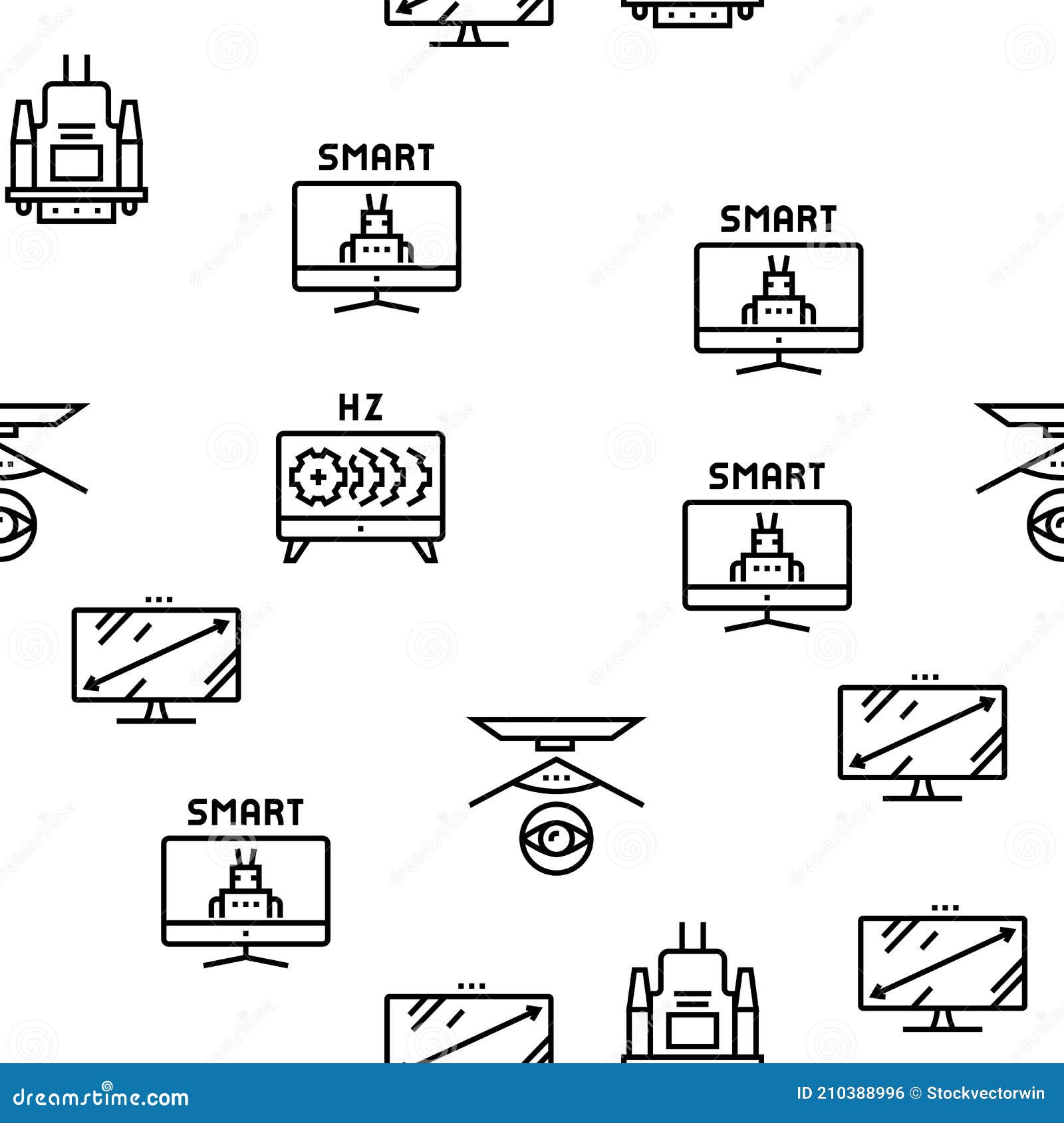 Computer Pc Monitor Vector Seamless Pattern Stock Vector - Illustration ...