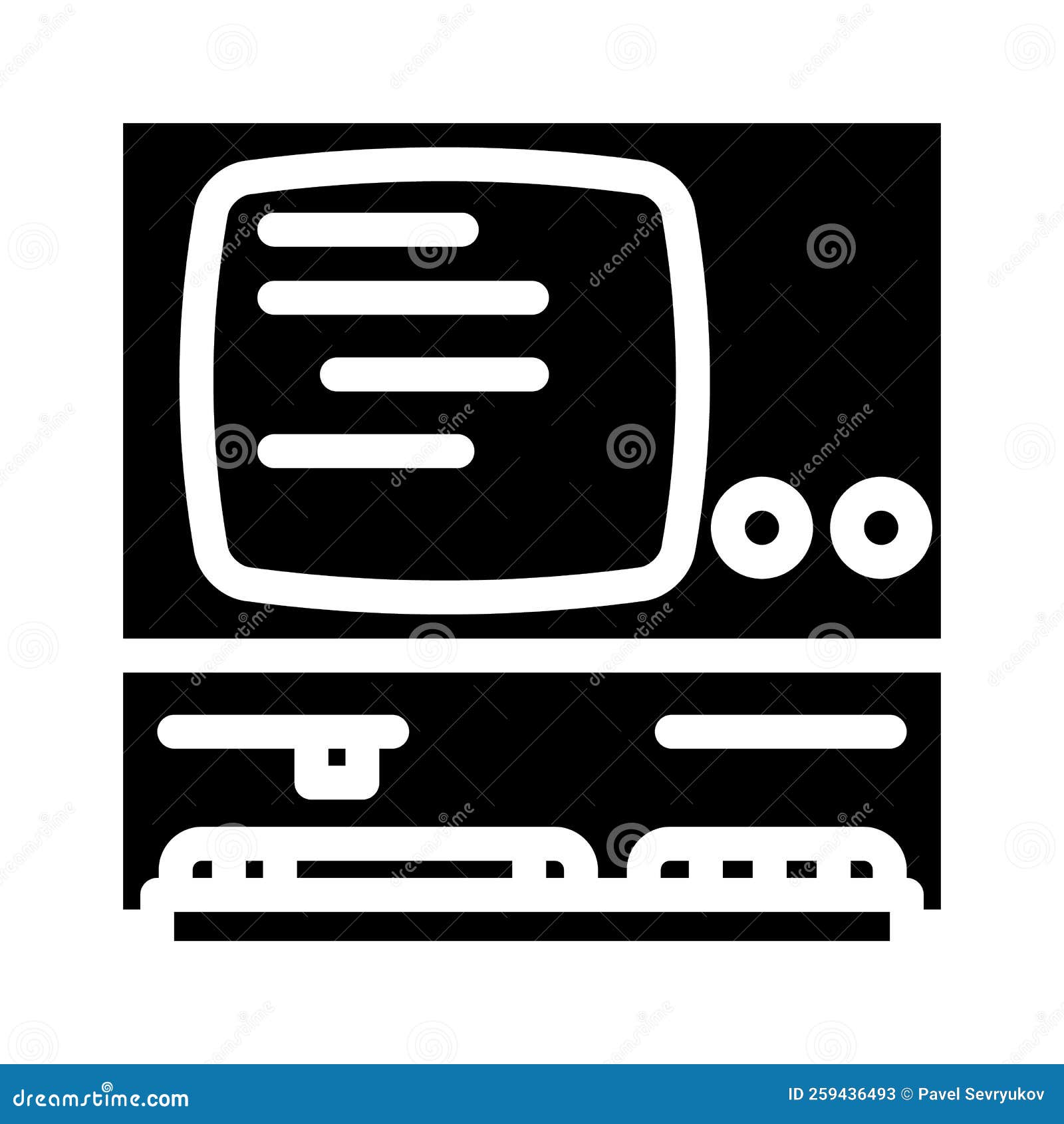 Computer Pc Old Gadget Glyph Icon Vector Illustration Stock Vector ...
