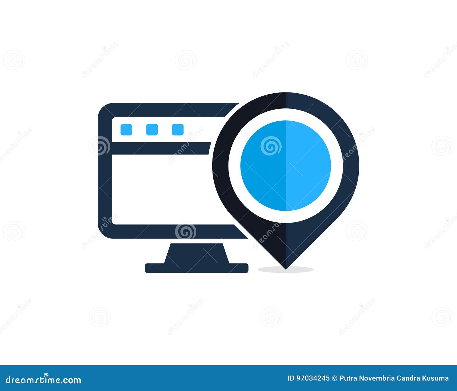 Computer PC Pin Point Icon Logo Design Element Stock Vector ...
