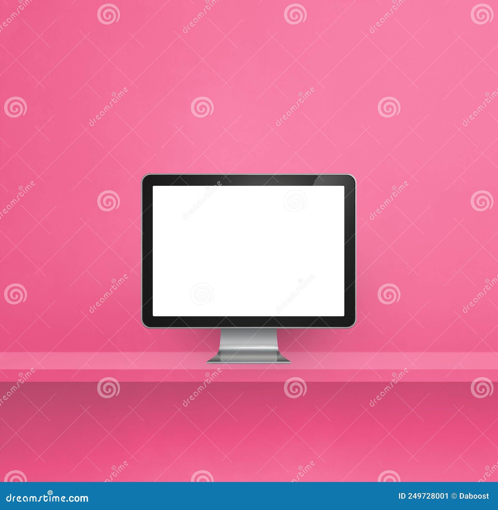 Computer Pc on Pink Shelf Background Stock Illustration - Illustration ...