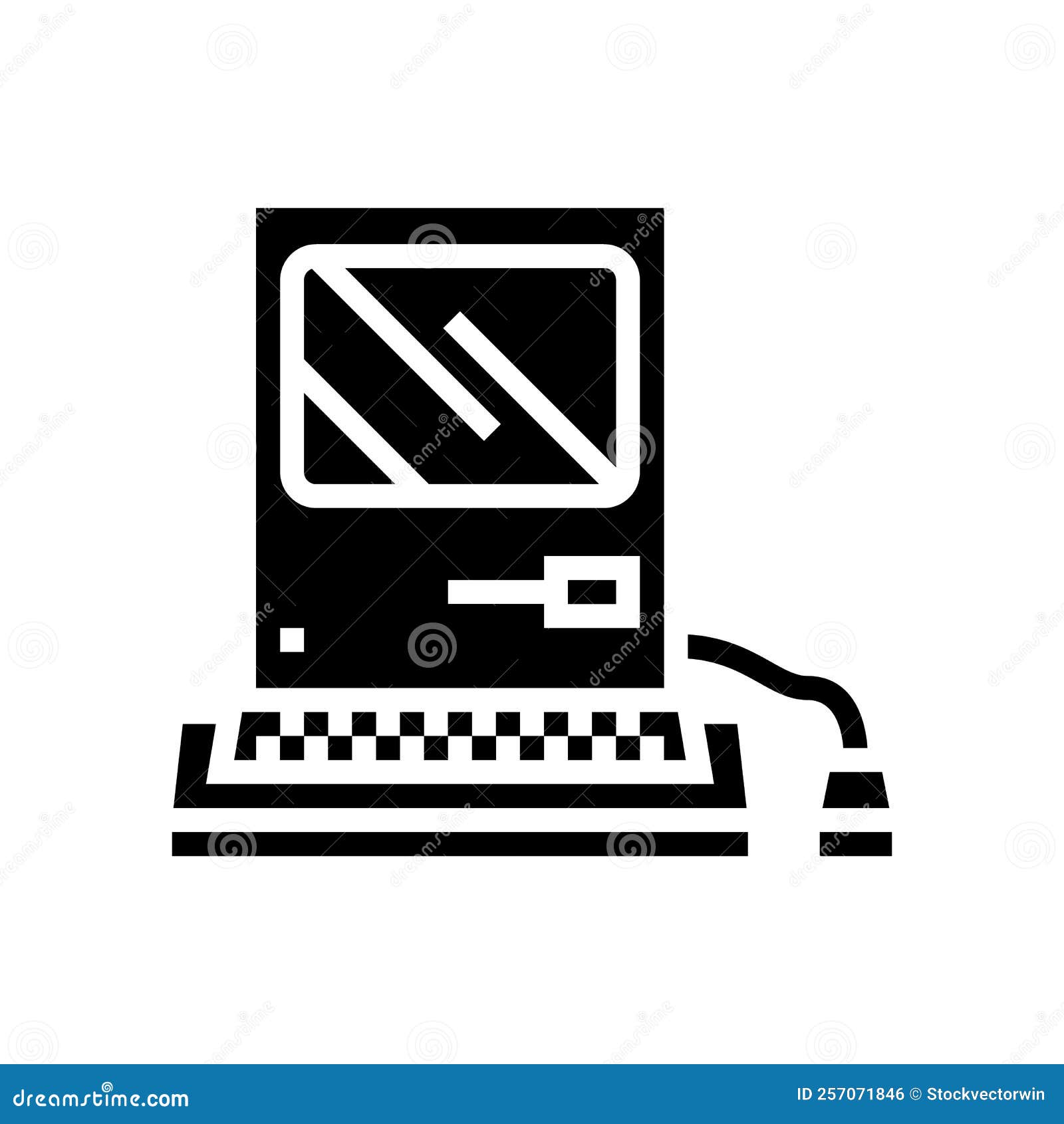 Computer Pc Retro Gadget Glyph Icon Vector Illustration Stock Vector ...