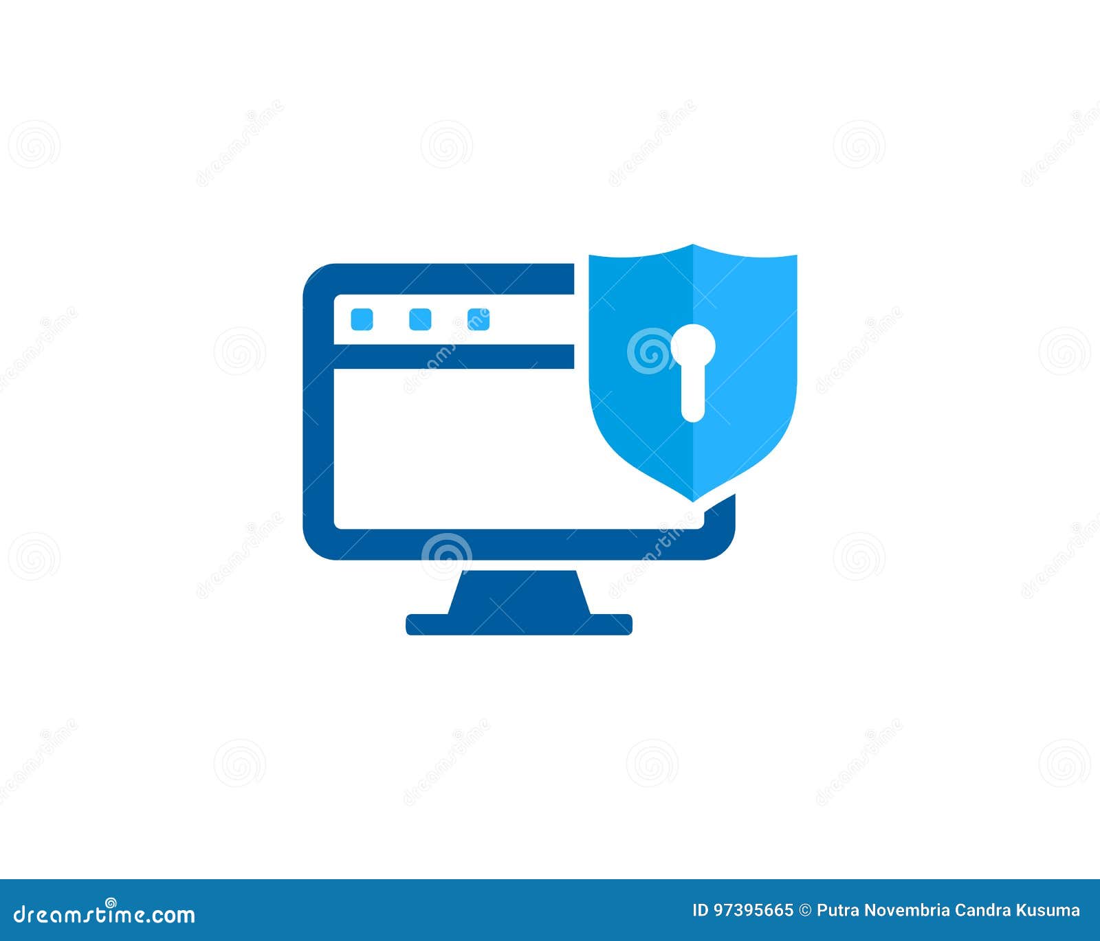 Computer PC Shield Security Icon Logo Design Element Stock Vector ...