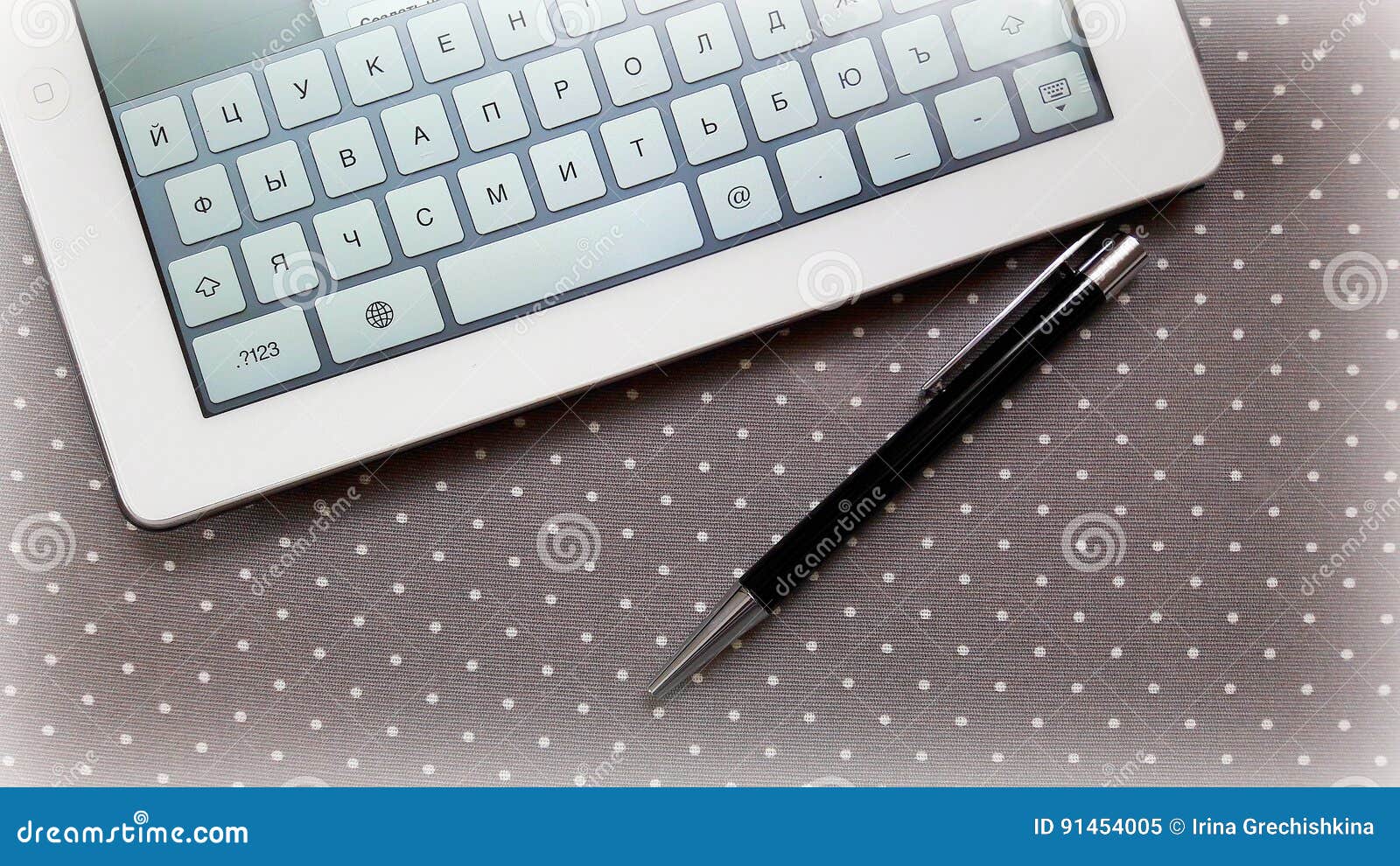 Computer and Pen on the Table. Stock Image - Image of keyboard ...