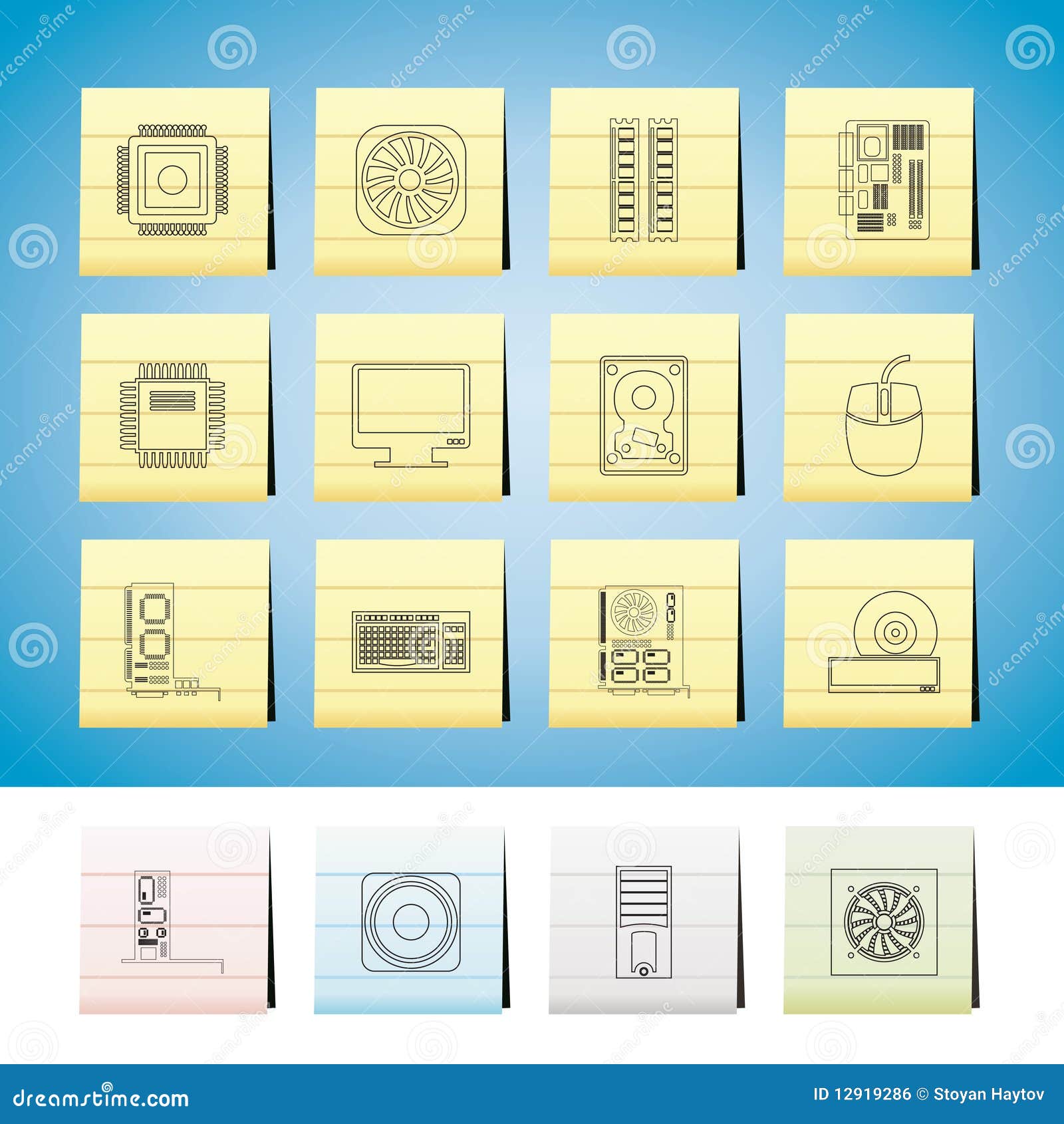 Computer Performance and Equipment Icons Stock Vector - Illustration of ...