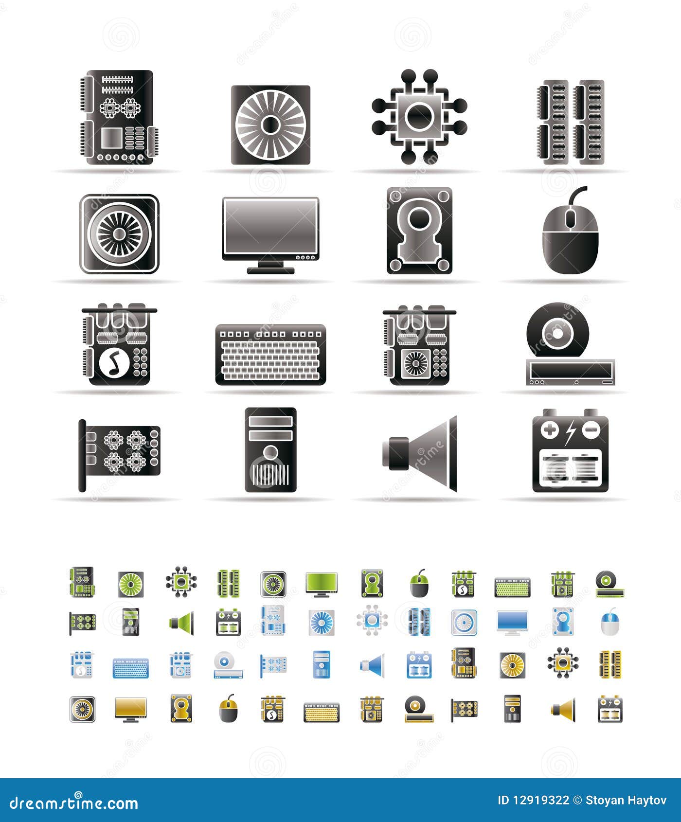 Computer Performance and Equipment Icons Stock Vector - Illustration of ...