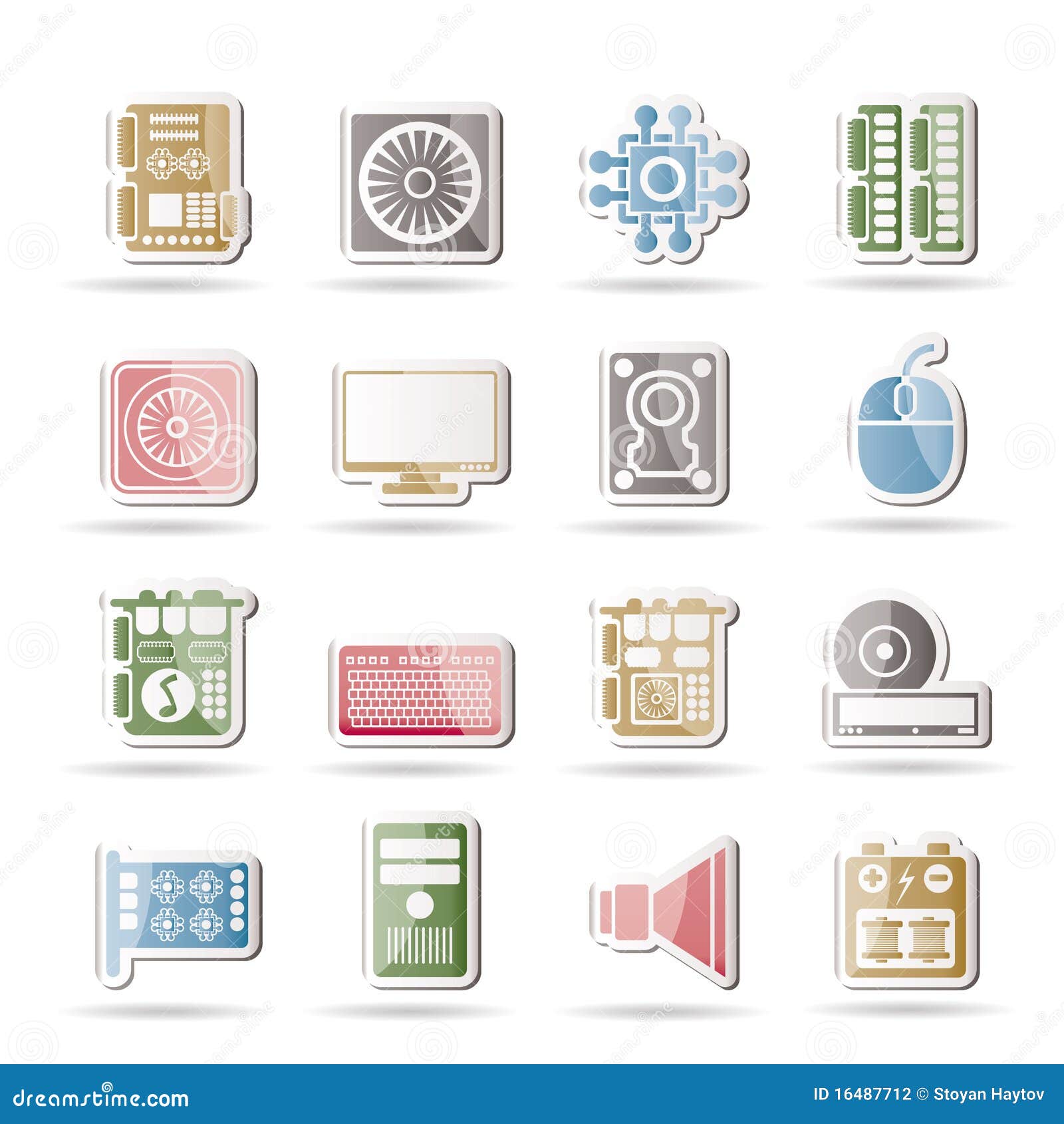 Computer Performance and Equipment Icons Stock Vector - Illustration of ...