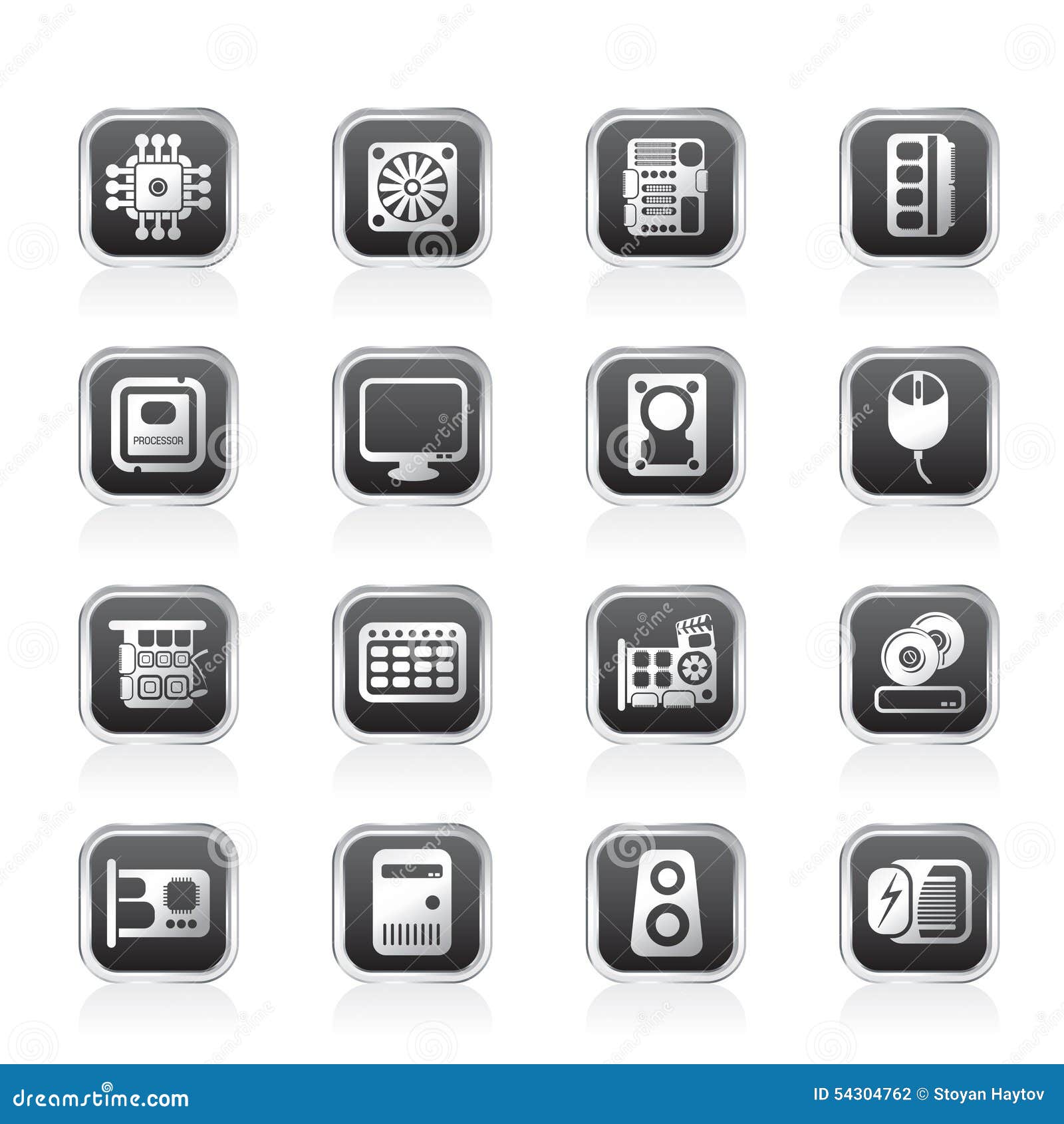 Computer Performance and Equipment Icons Stock Vector - Illustration of ...