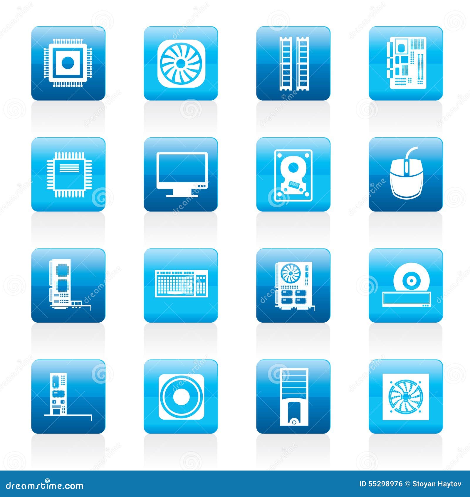 Computer Performance and Equipment Icons Stock Vector - Illustration of ...