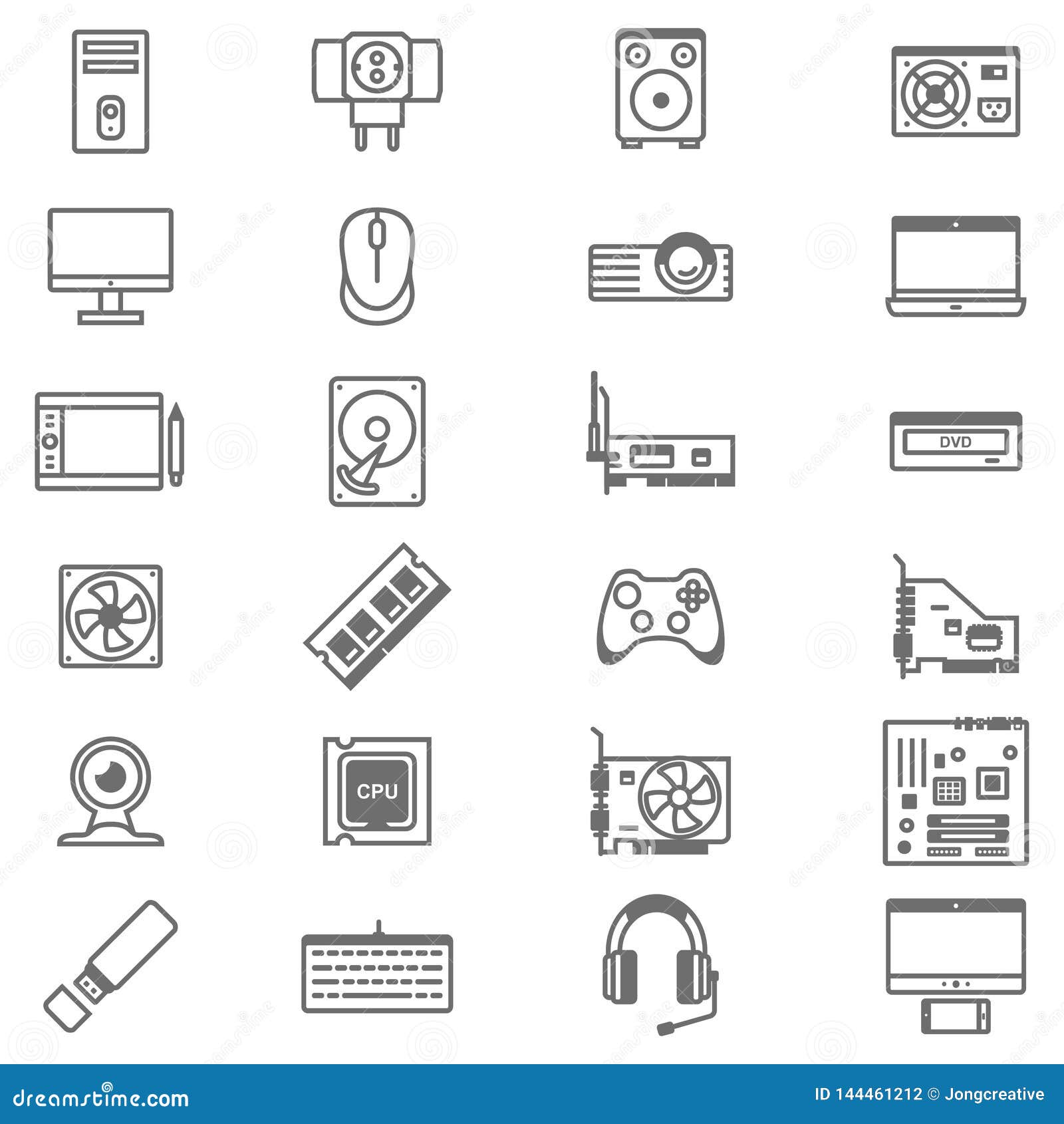 Computer Peripheral and Accessories Elements Icon Set Stock Vector ... Computer Peripheral and Accessories Elements Icon Set Stock Vector ...