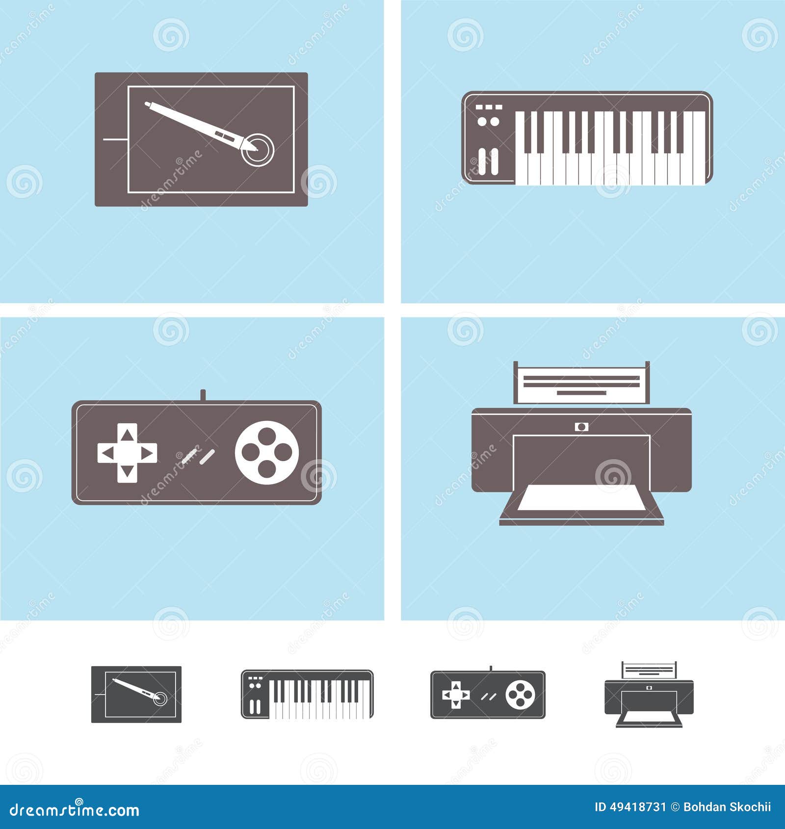 Peripheral devices icons stock vector. Illustration of equipment - 49418731