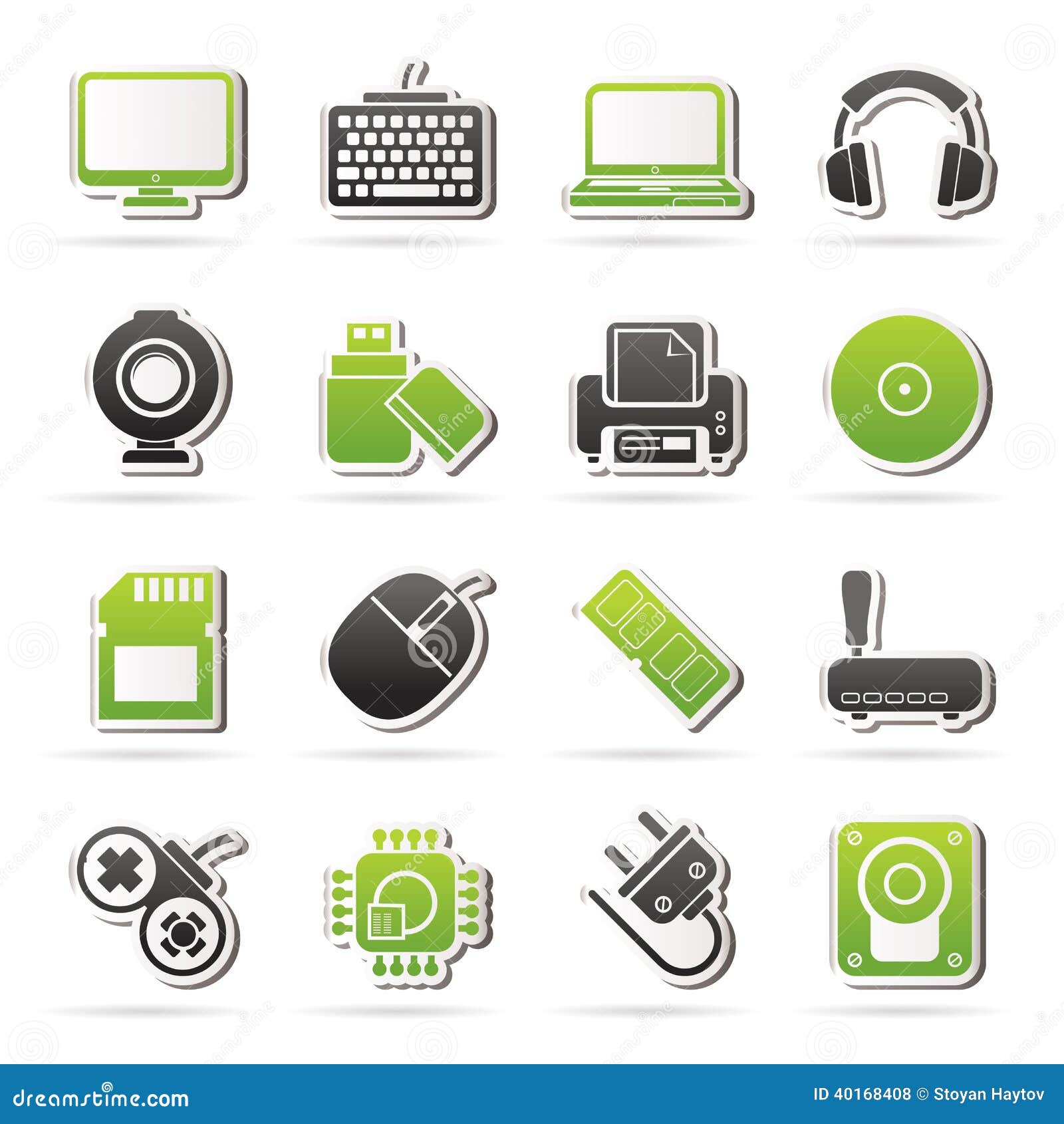Computer Peripherals and Accessories Icons Stock Vector - Illustration ...