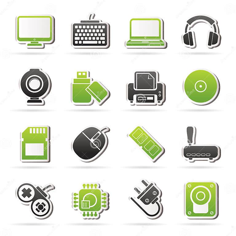 Computer Peripherals and Accessories Icons Stock Vector - Illustration ...