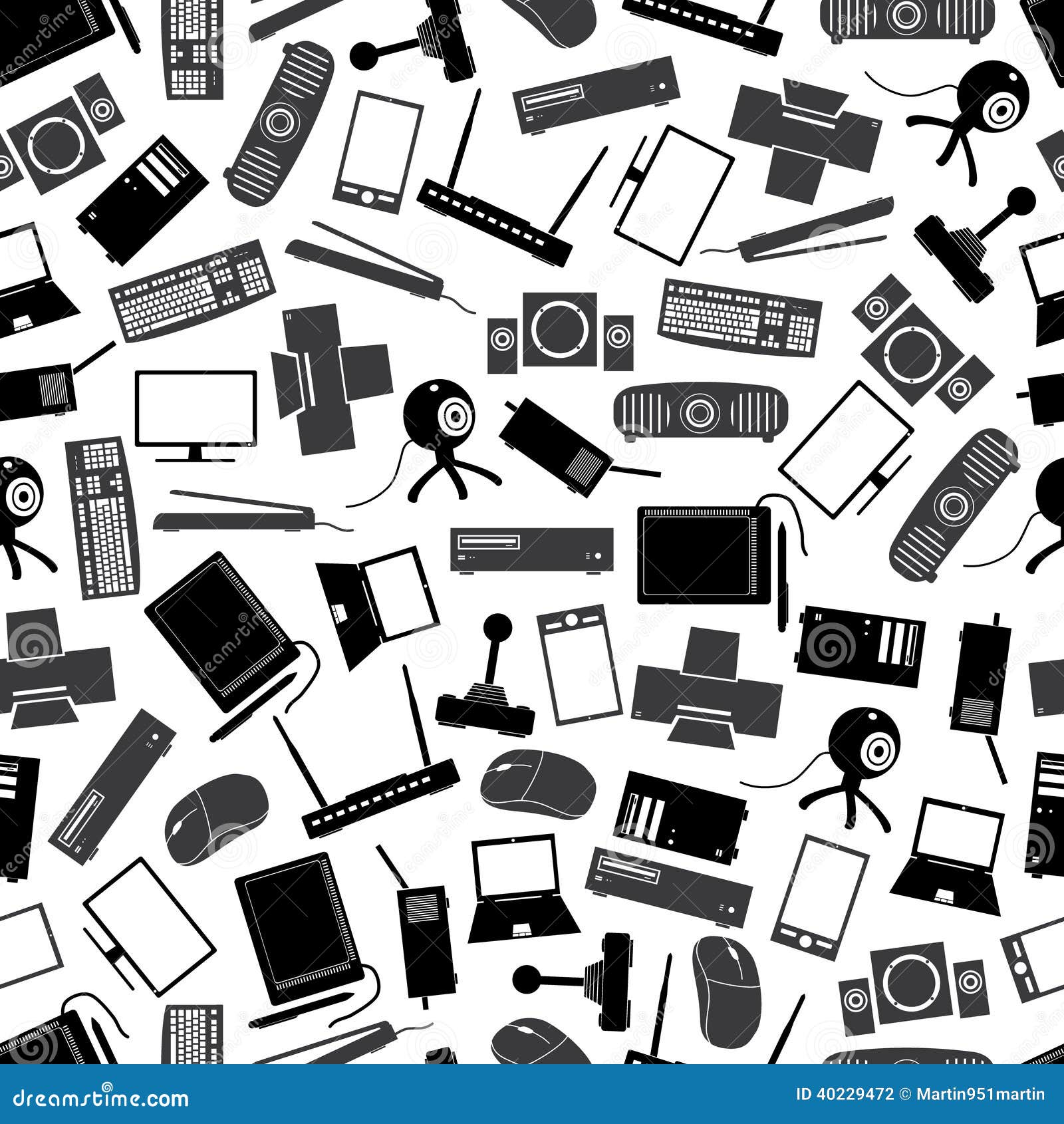 Set Of Computer Peripherals Icons. Simple Line Art Style Icons Pack ...