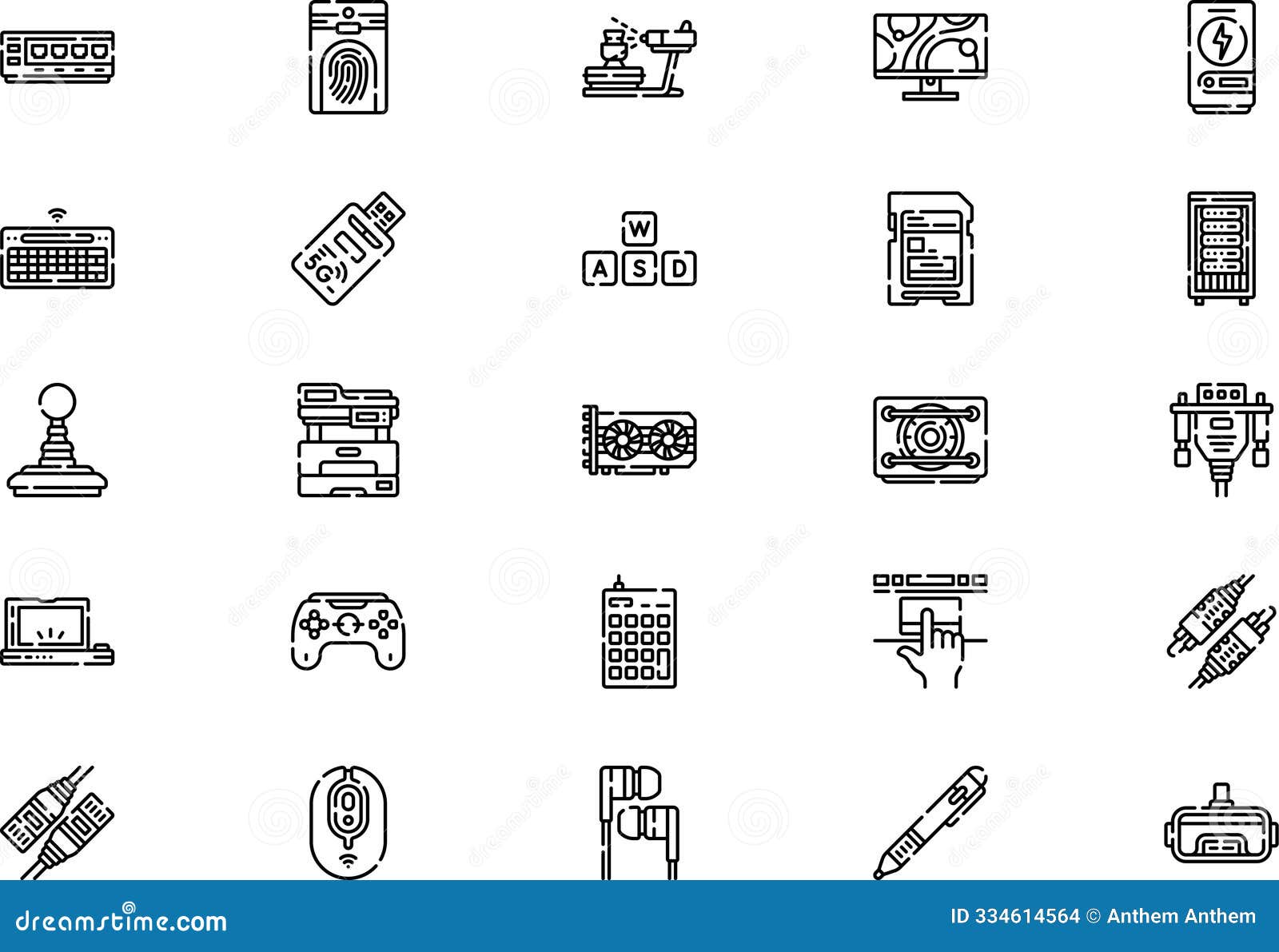 Computer Peripherals Icons Collection is a Vector Illustration with ...
