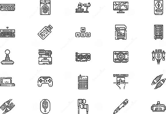 Computer Peripherals Icons Collection is a Vector Illustration with ...