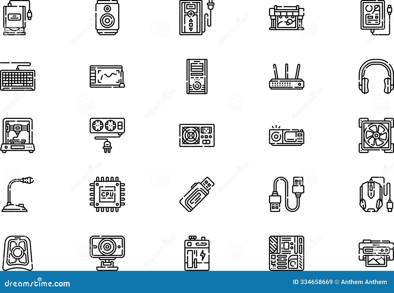 Computer Peripherals Icons Collection is a Vector Illustration with ...
