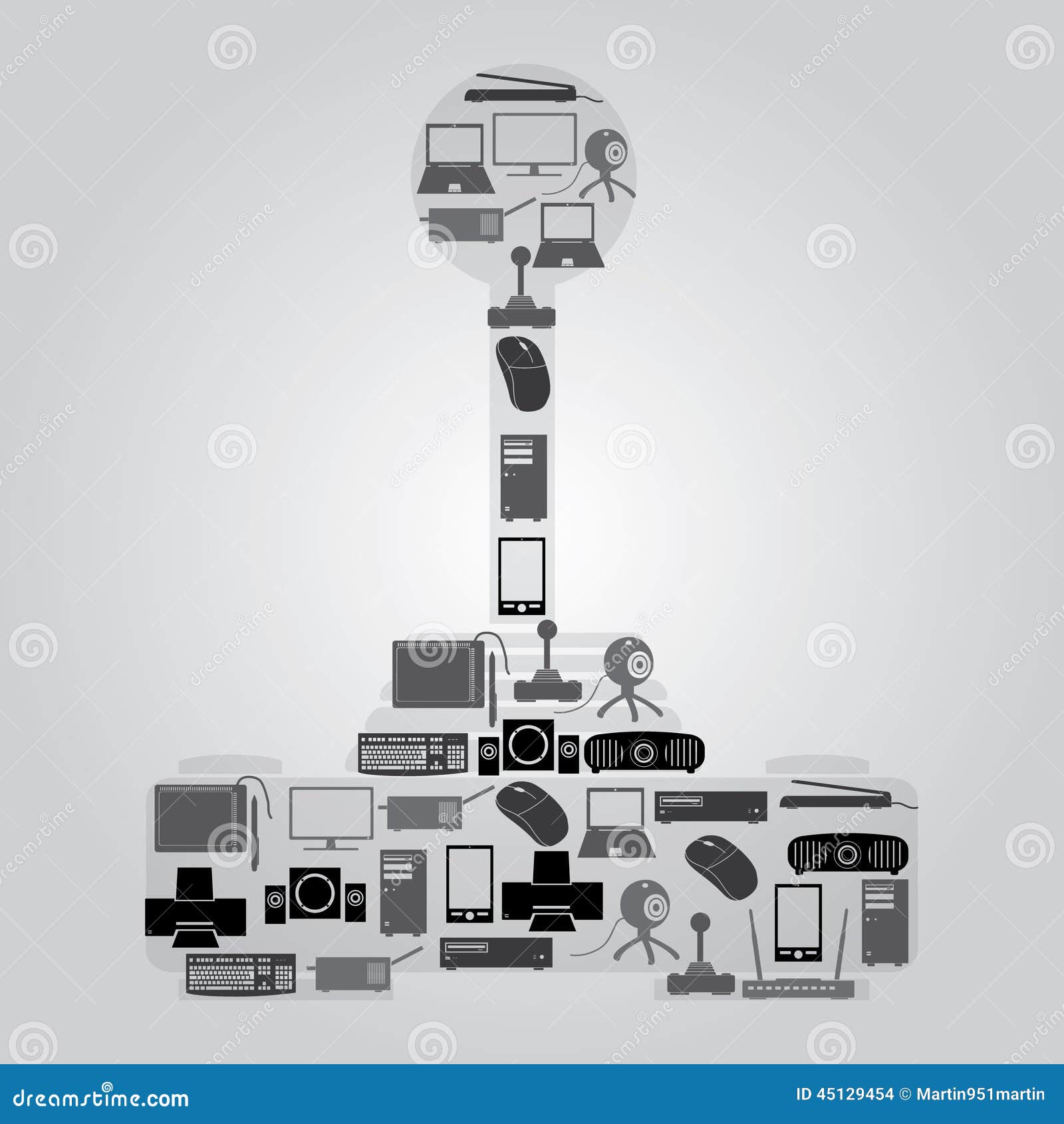 Set Of Computer Peripherals Icons. Simple Line Art Style Icons Pack ...