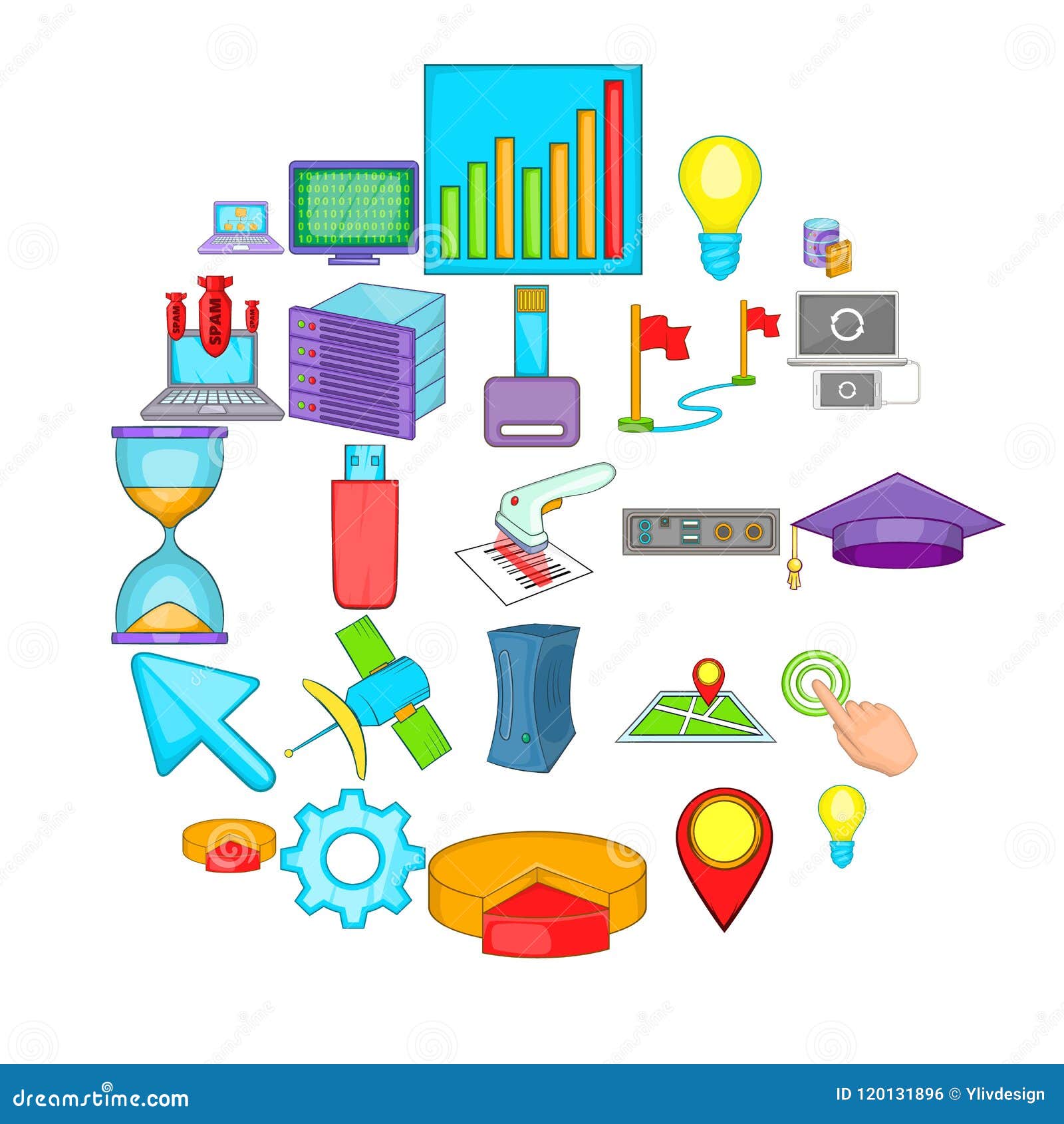 Computer Peripherals Icons Set, Cartoon Style Stock Vector ...
