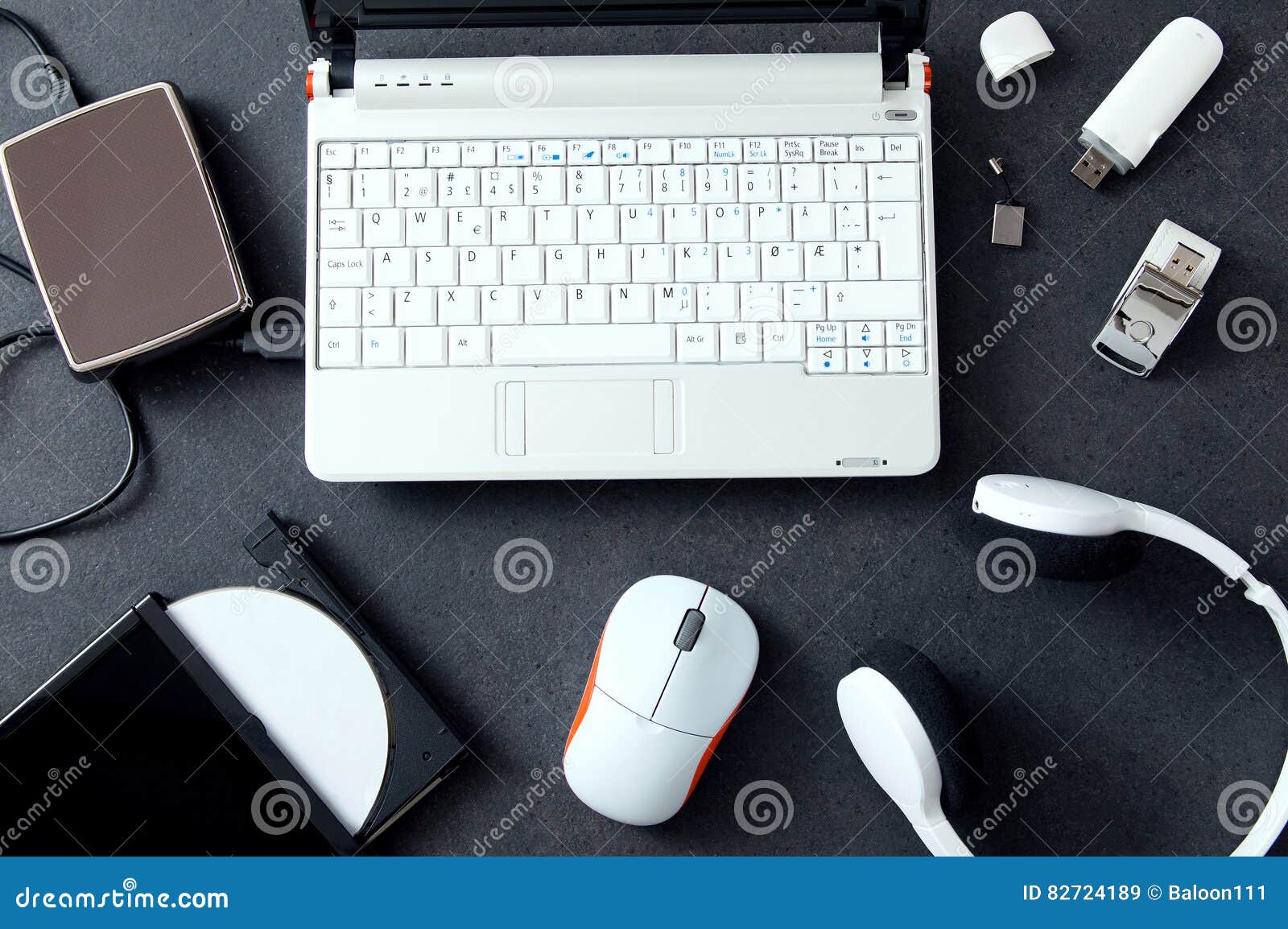 Computer Peripherals & Laptop Accessories. Stock Image - Image of blue ...