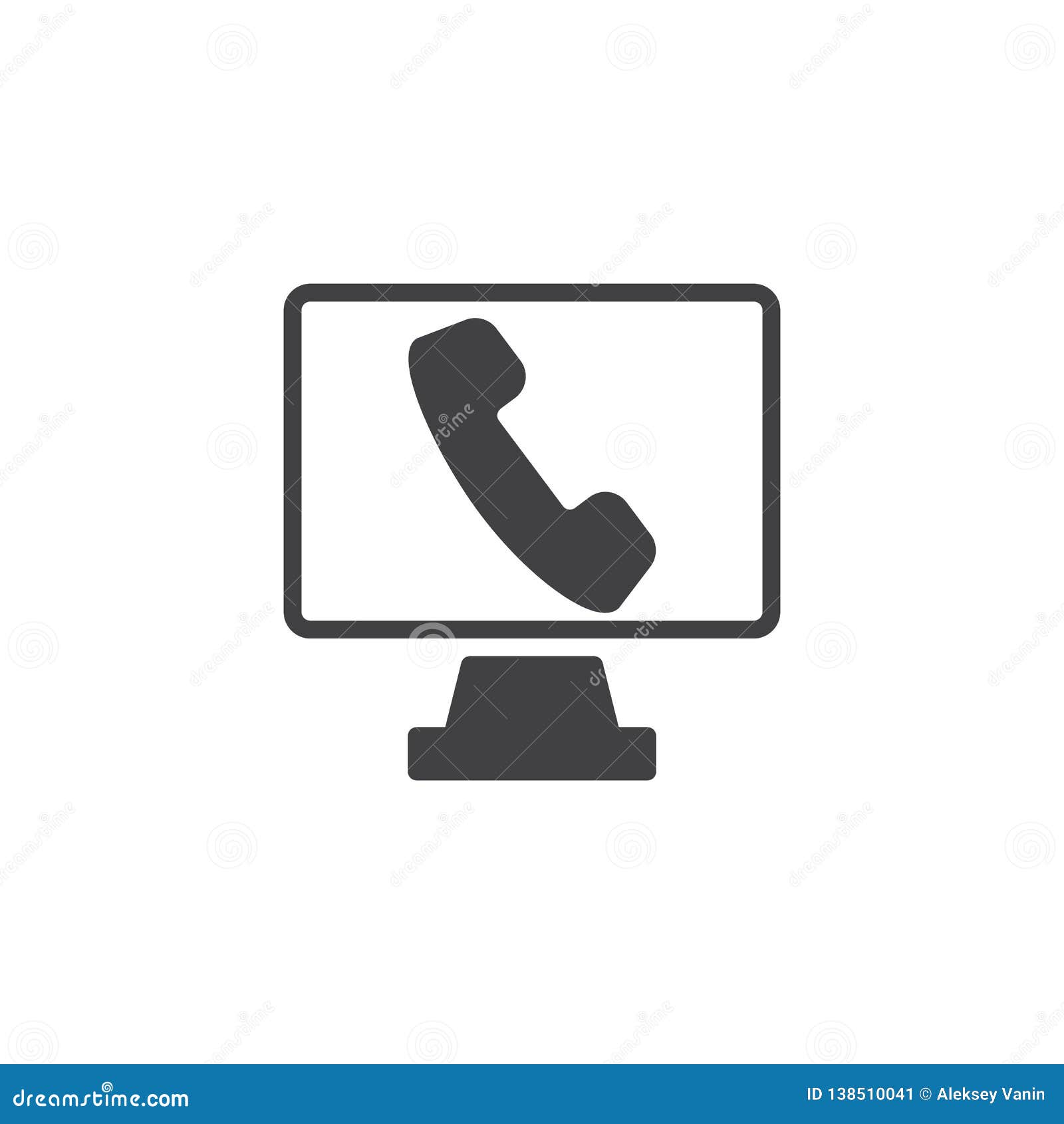 Computer Phone Call Vector Icon Stock Vector - Illustration of screen ...