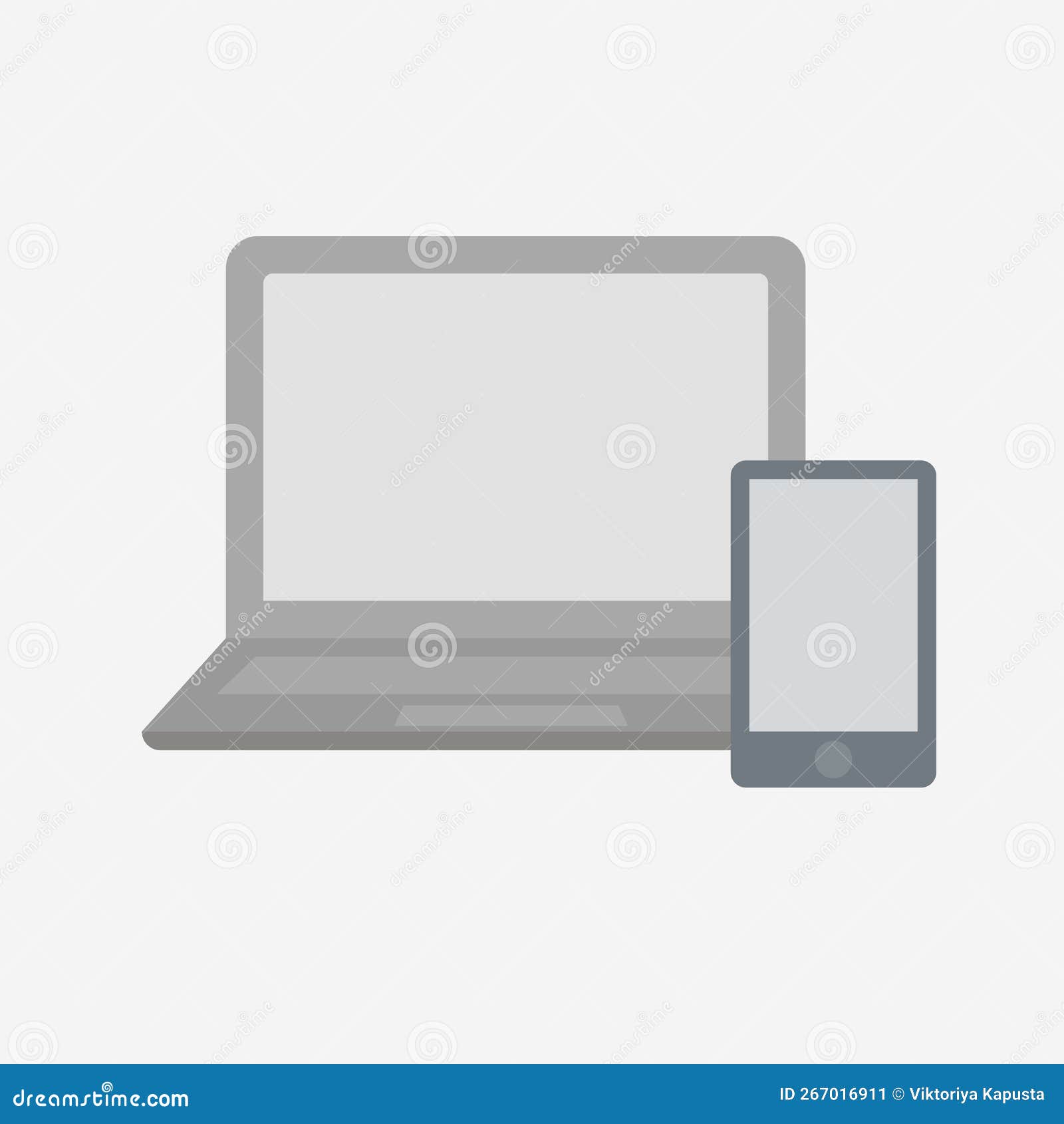 Computer and Phone Icon on White Background Stock Illustration ...