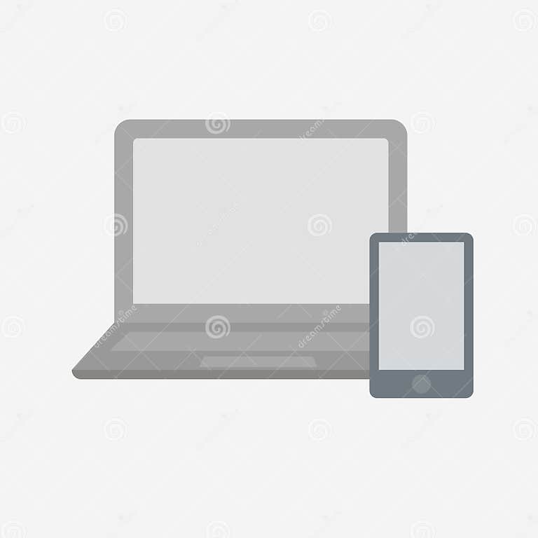 Computer and Phone Icon on White Background Stock Illustration ...