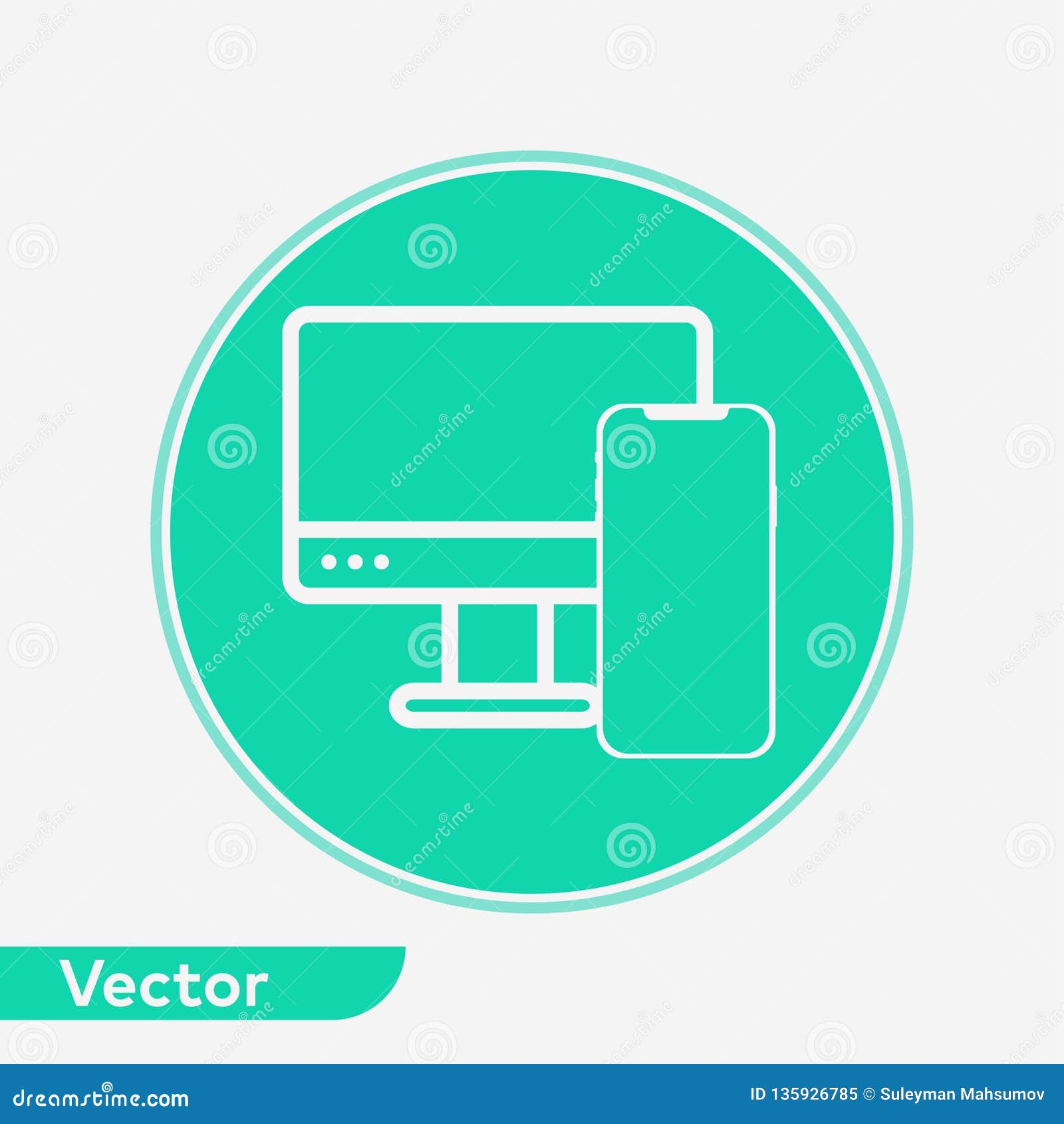 Computer and Phone Vector Icon Sign Symbol Stock Vector - Illustration ...