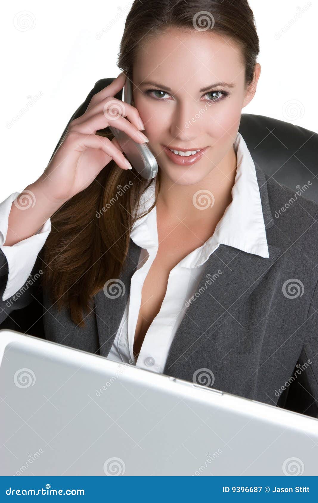 Computer Phone Woman stock image. Image of girl, businesswomen - 9396687