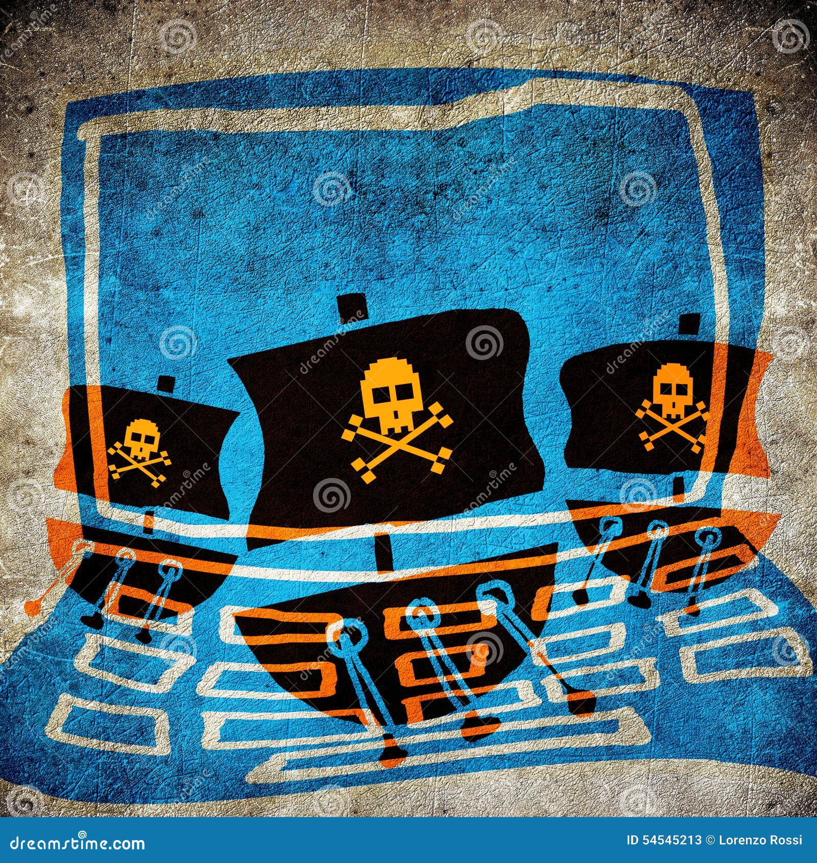 Computer pirate stock illustration. Illustration of sailboat - 54545213