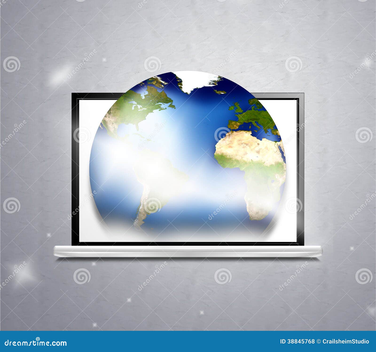 Computer and planet earth stock illustration. Illustration of ...