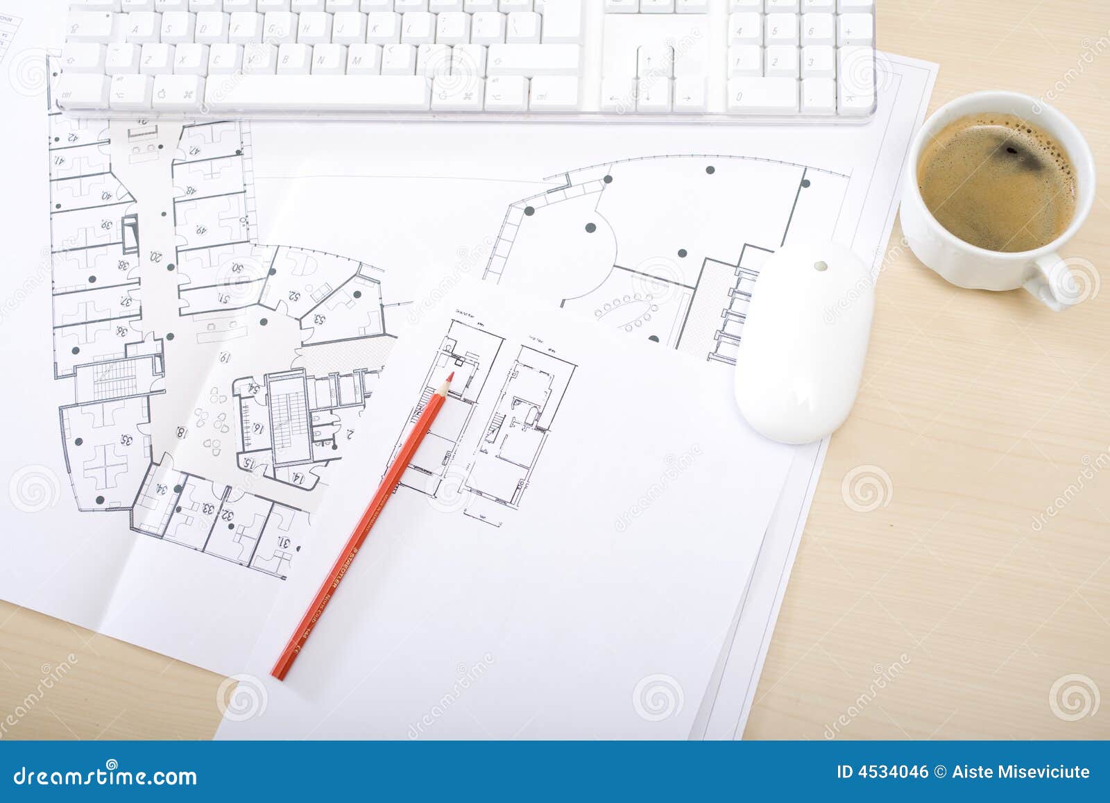 Computer With Plans Picture. Image: 4534046