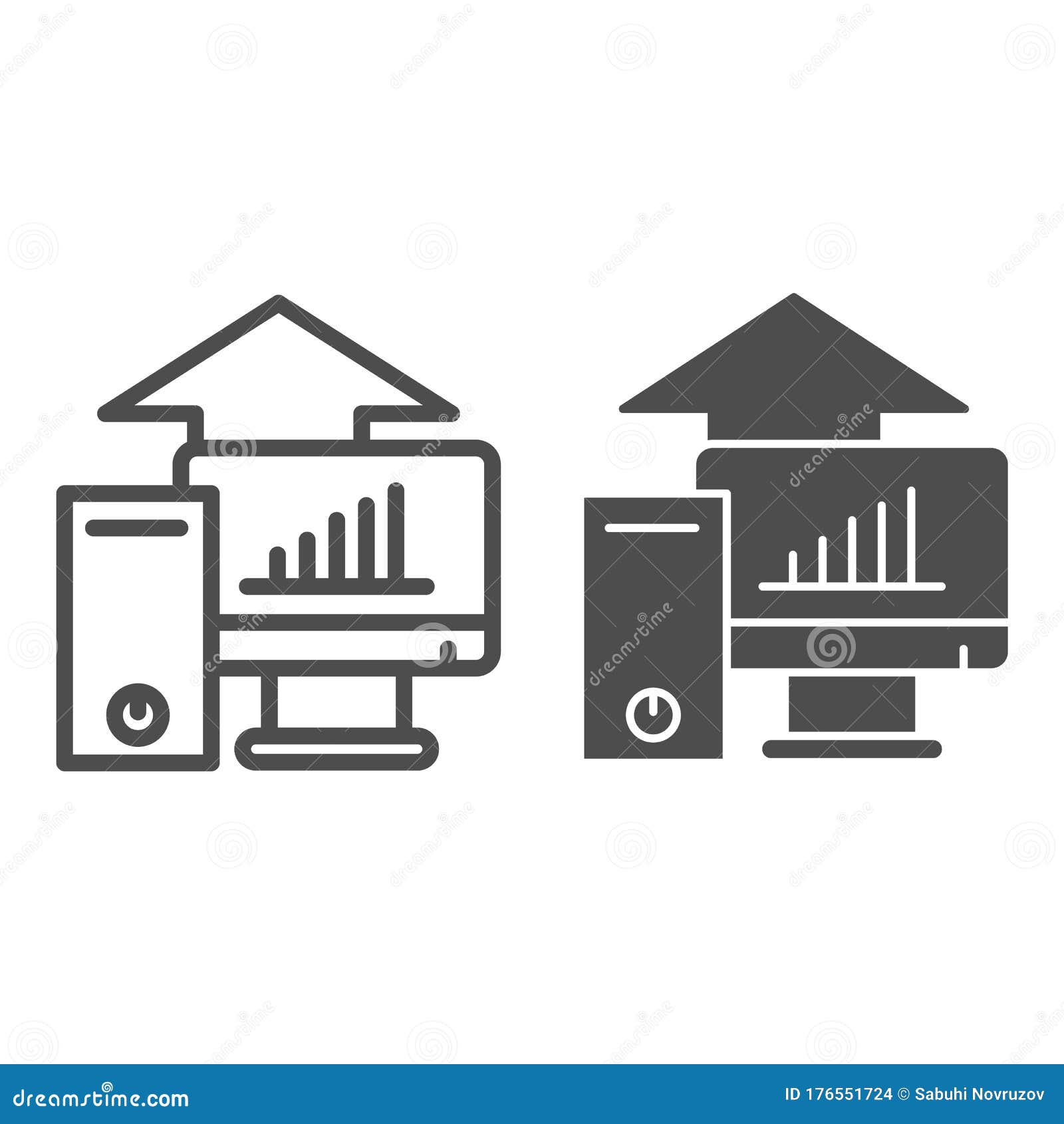 Computer Platform Testing Line And Solid Icon. Test Hardware Components ...