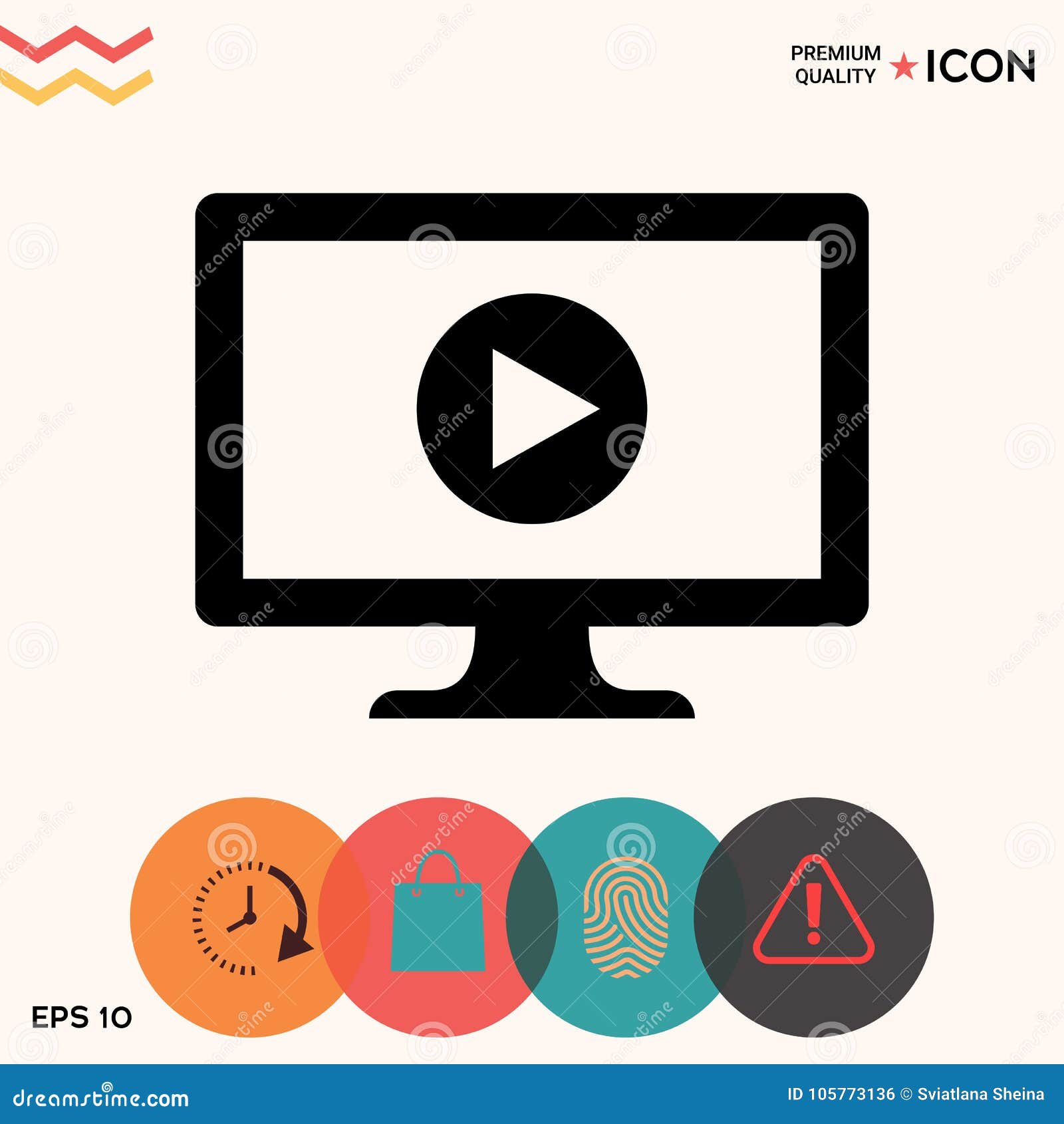 Computer with Play Button Icon Stock Vector - Illustration of ...