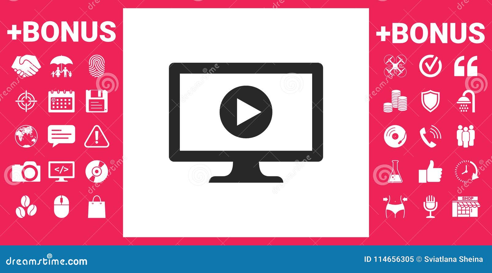 Computer with Play Button Icon Stock Vector - Illustration of modern ...