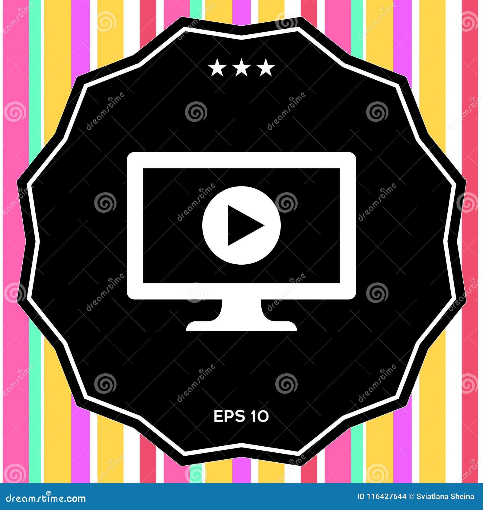 Computer with Play Button Icon Stock Vector - Illustration of desktop ...