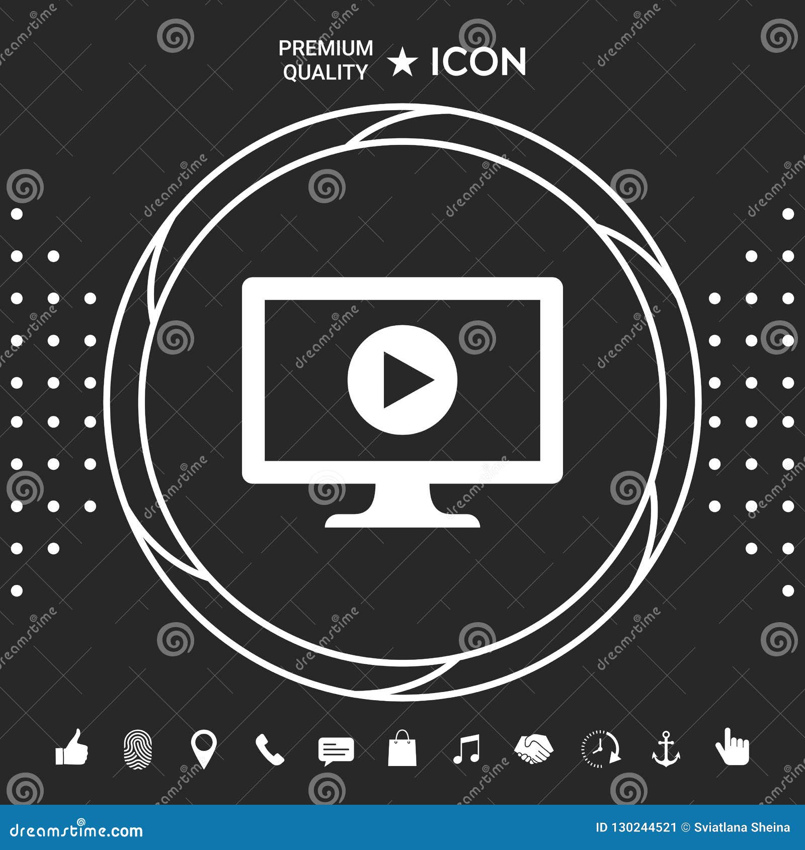Computer with Play Button Icon Stock Vector - Illustration of internet ...