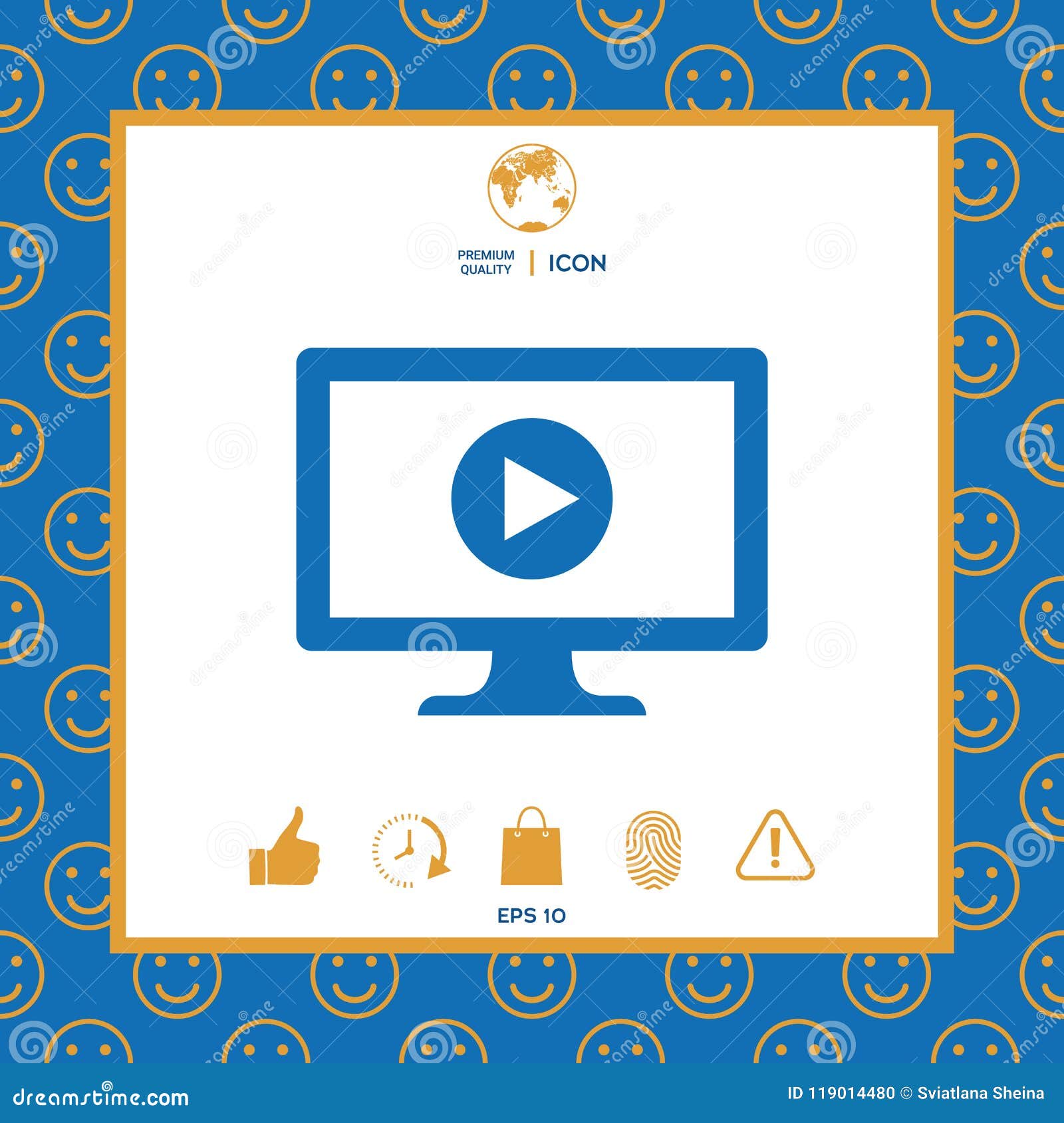 Computer with Play Button Icon Stock Vector - Illustration of display ...
