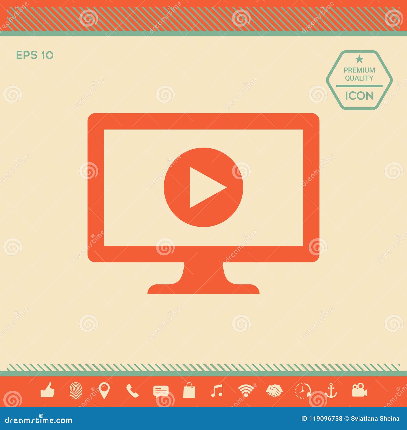 Computer with Play Button Icon Stock Vector - Illustration of media ...