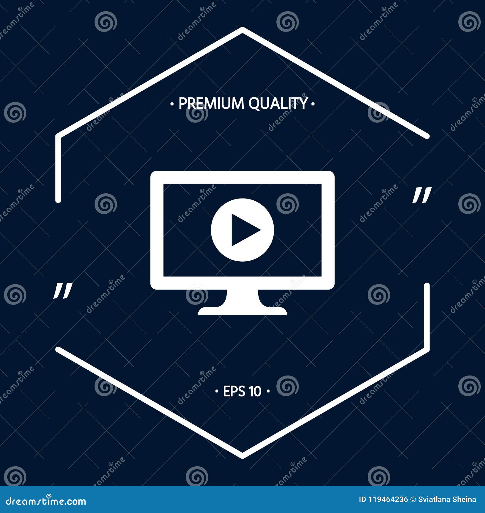 Computer with Play Button Icon Stock Vector - Illustration of modern ...