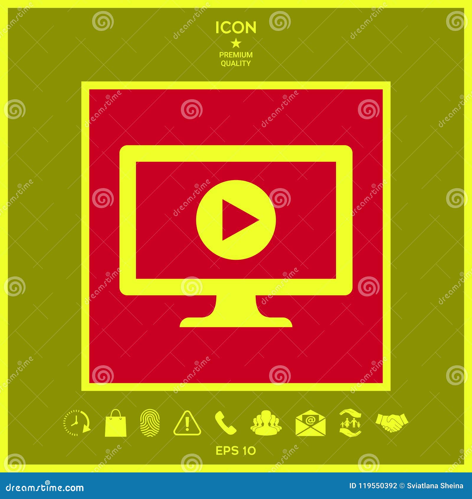 Computer with Play Button Icon Stock Vector - Illustration of button ...