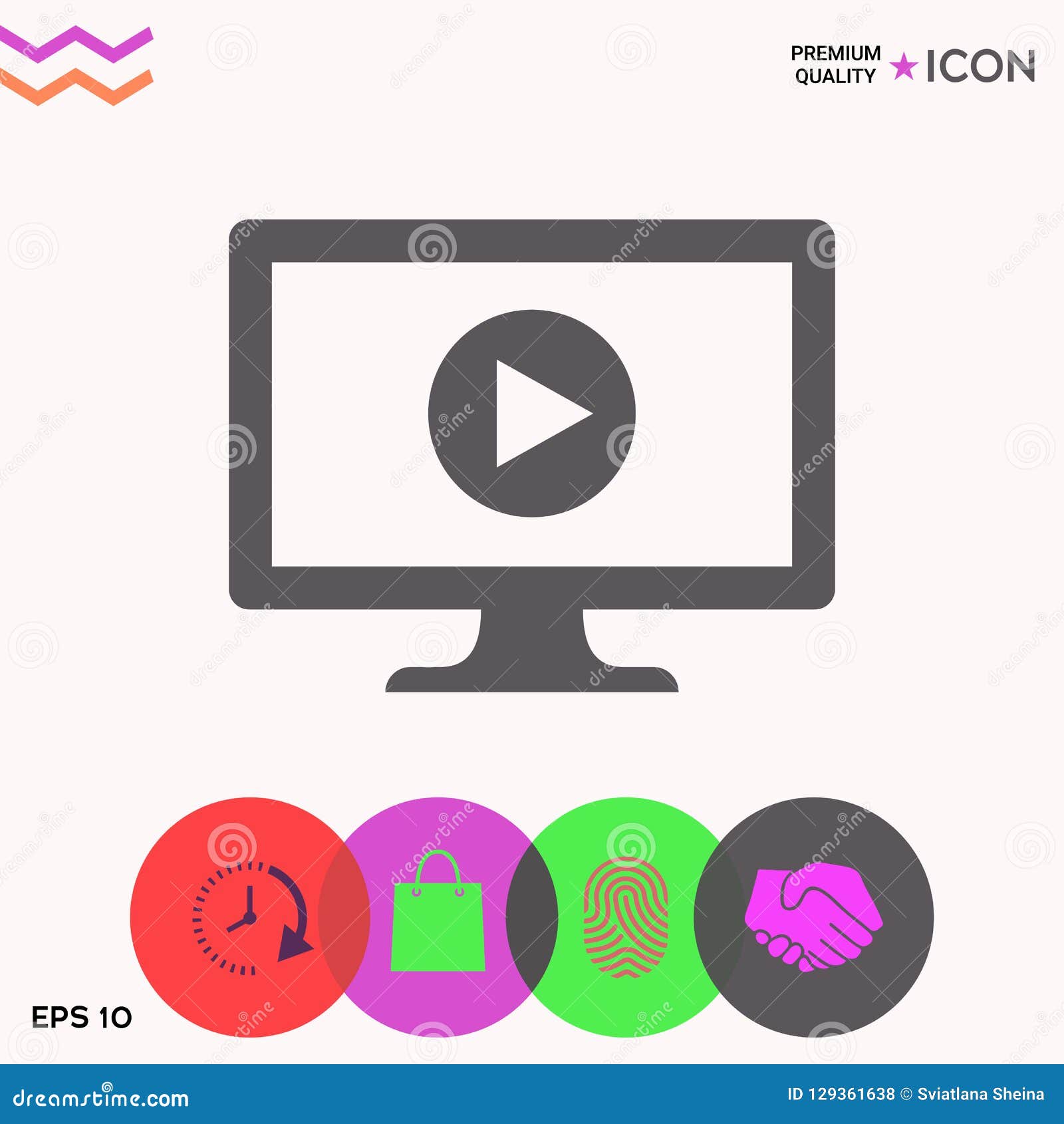 Computer with Play Button Icon Stock Vector - Illustration of interface ...