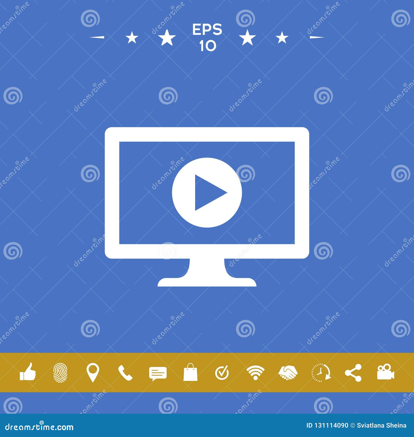 Computer with Play Button Icon Stock Vector - Illustration of equipment ...