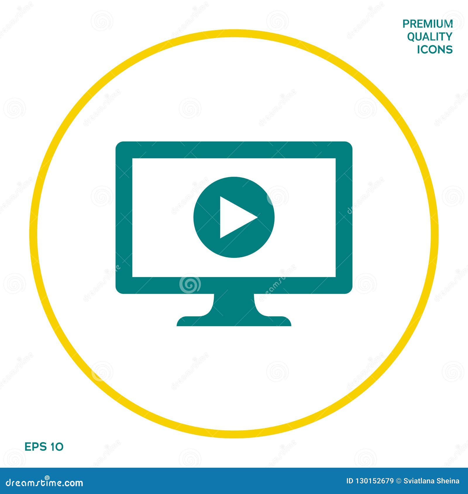 Computer with Play Button Icon. Graphic Elements for Your Design Stock ...