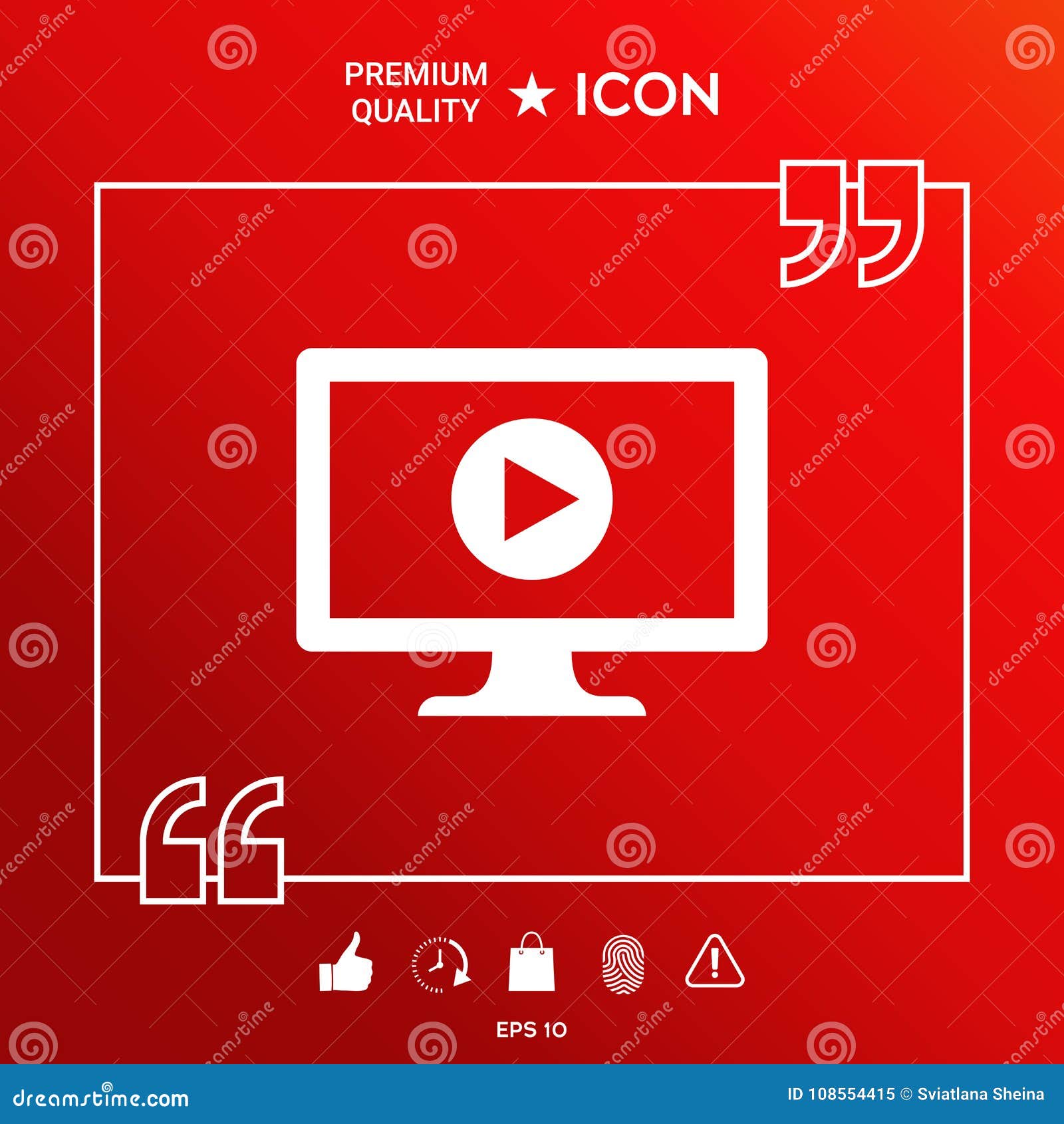 Computer with Play Button Icon Stock Vector - Illustration of ...