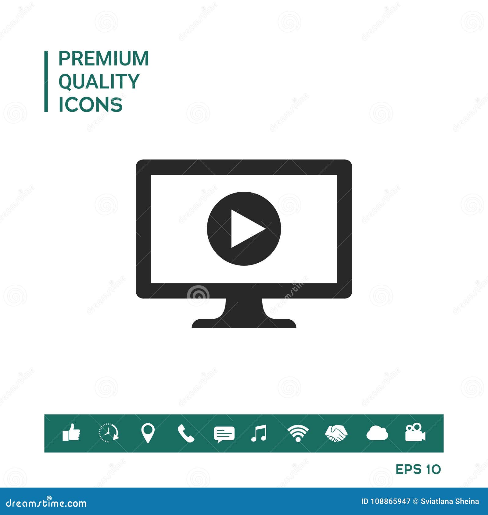 Computer with Play Button Icon Stock Vector - Illustration of ...