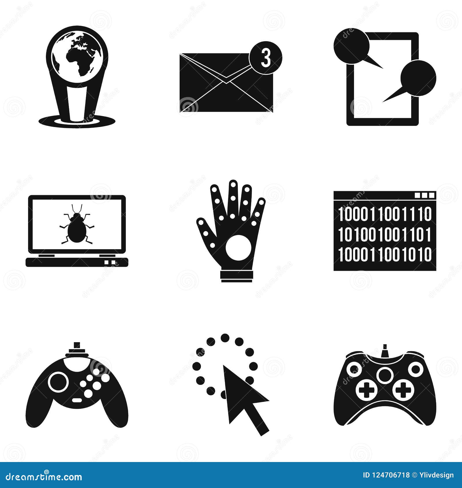 Computer Play Icons Set, Simple Style Stock Illustration - Illustration ...