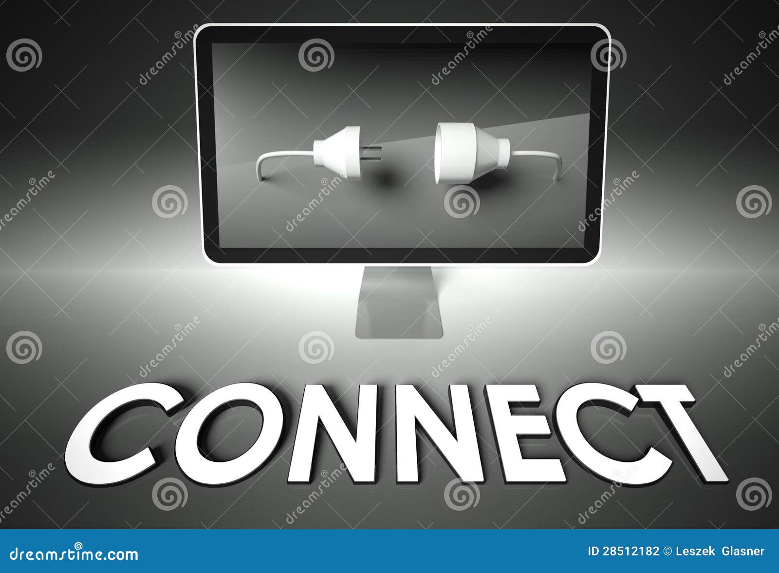 Computer and Plug with Connect, Connection Stock Illustration ...