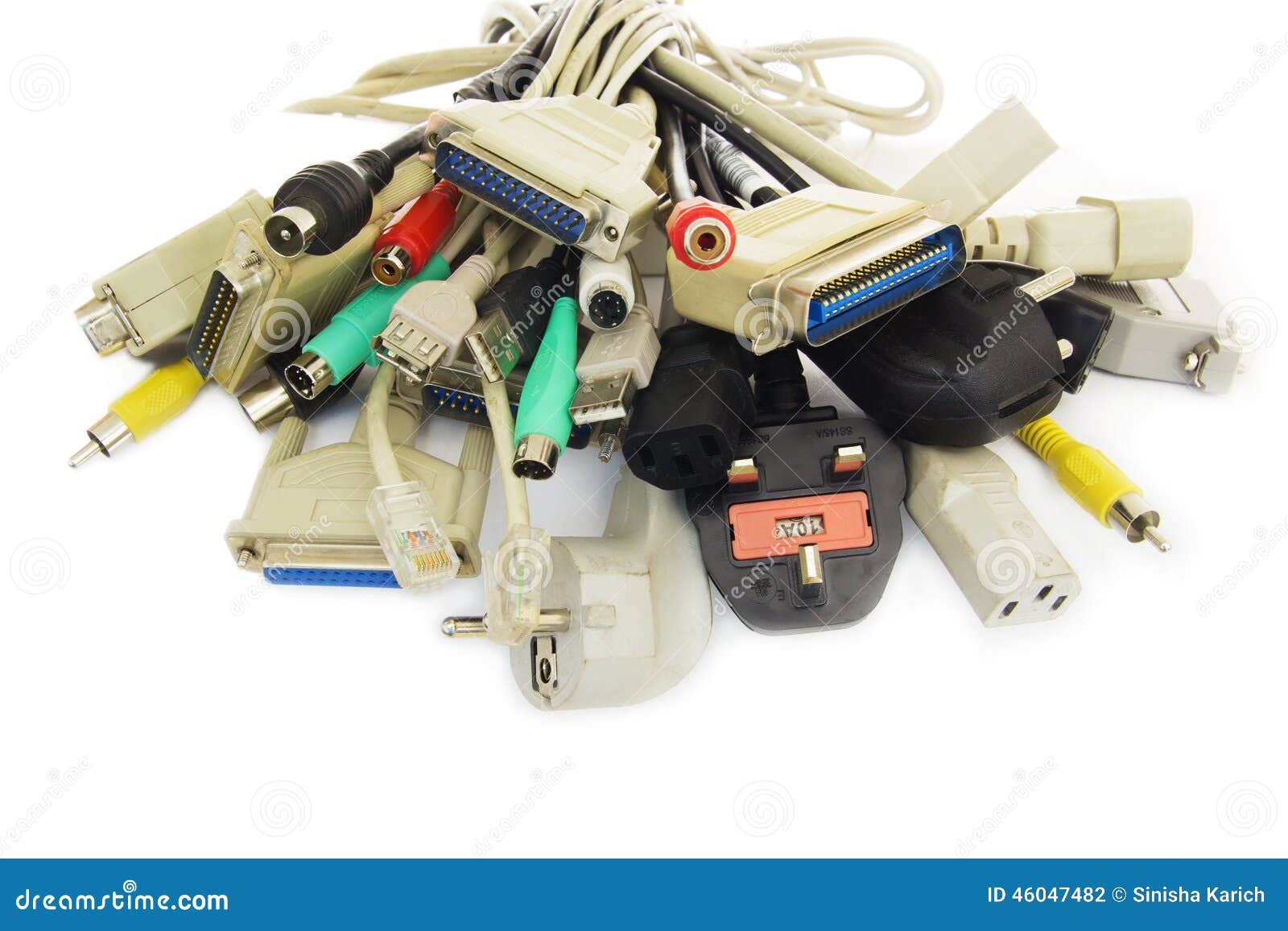 Computer Plugs. stock photo. Image of cable, cords, adapter - 46047482