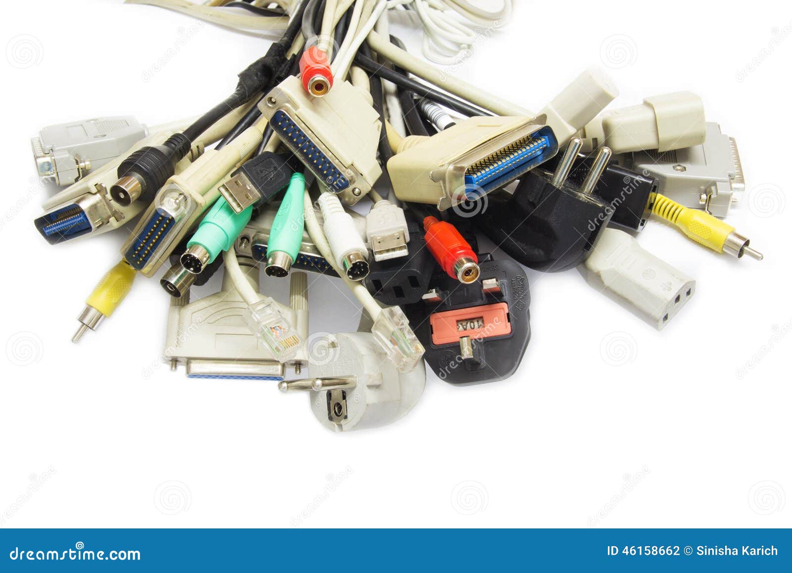 Computer Plugs. stock photo. Image of cord, connection - 46158662