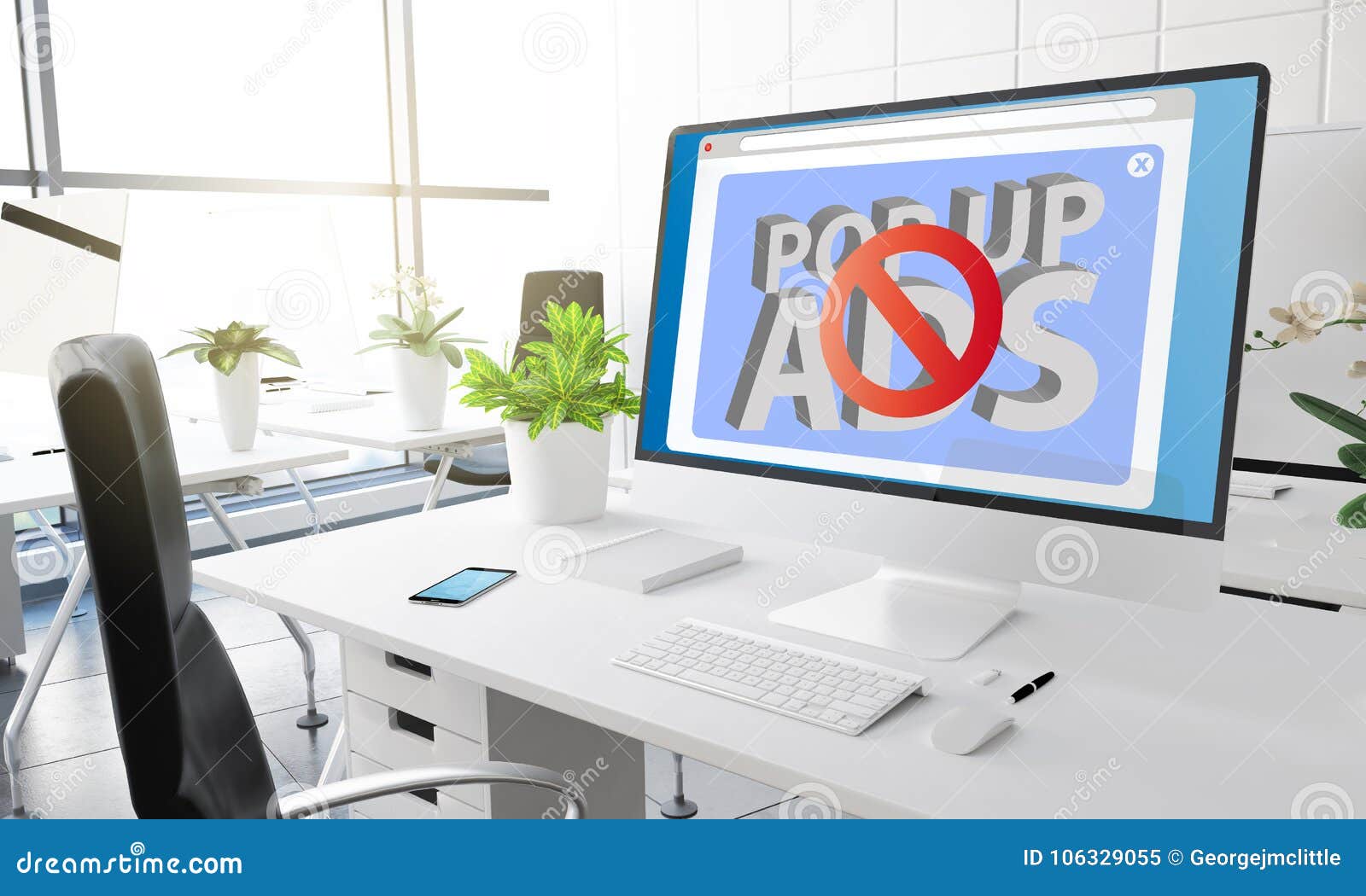 Computer office pop up ads stock illustration. Illustration of network ...